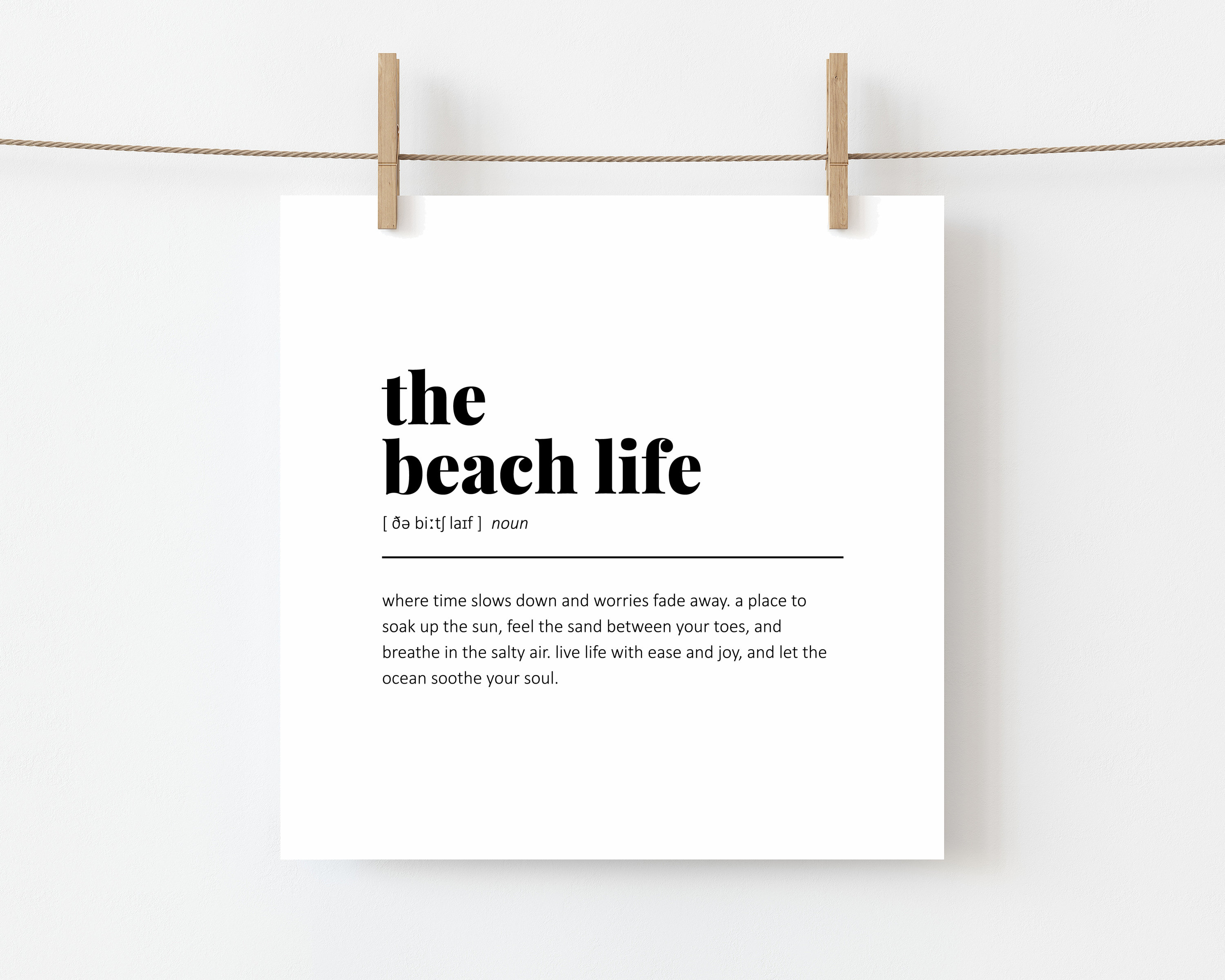 The Beach Life Definition Square Digital Art Prints Coastal Dictionary ...