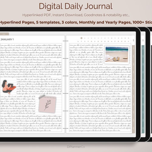 Daily Digital Journal for Goodnotes Notability Digital - Etsy