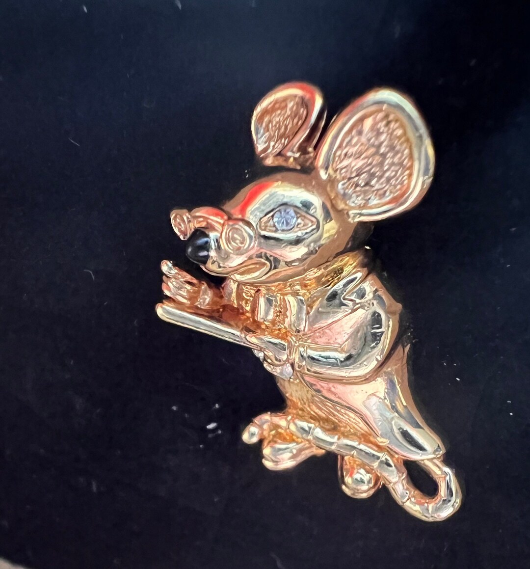 Vintage Ballou Gold Tone Mouse Pin: Rhinestone Conductor Brooch - Etsy UK