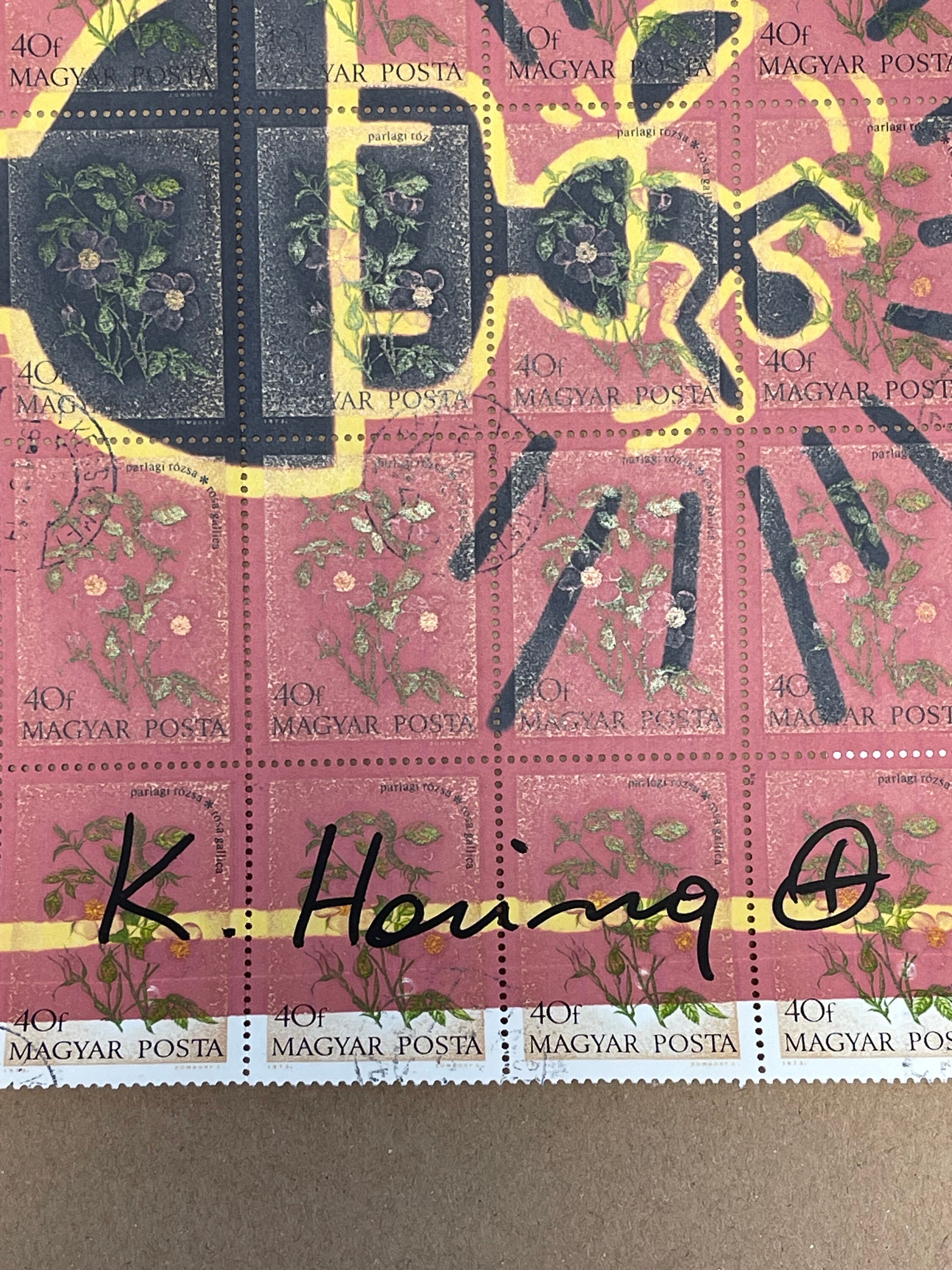 Keith Haring Postal Stamps Sheet and Hand Colored Certificate of ...