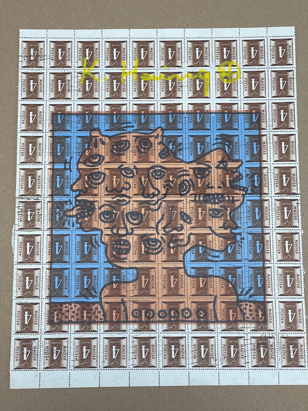 Keith Haring Postal Stamps Sheet and Hand Colored Certificate of ...