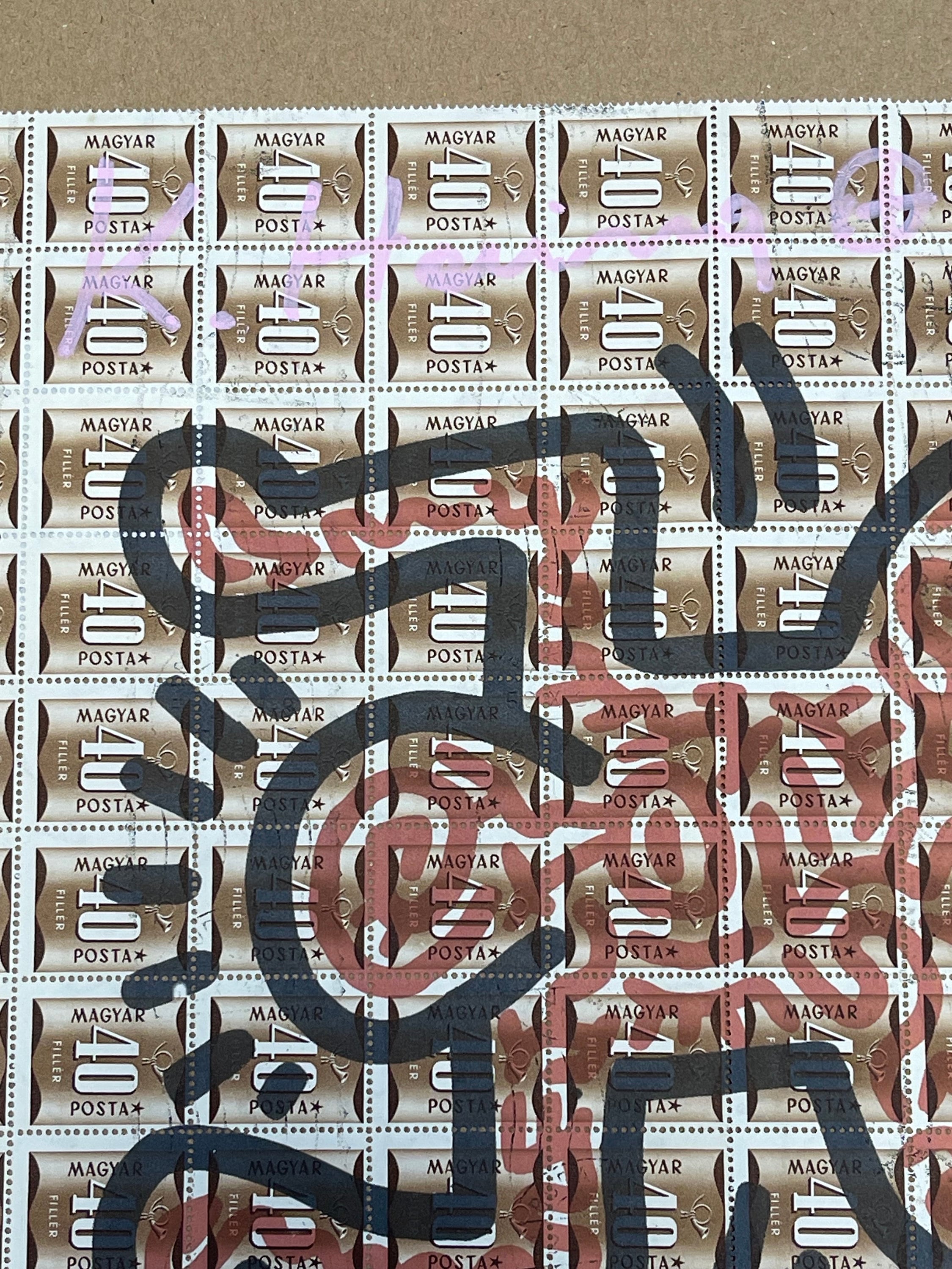 Keith Haring Postal Stamps Sheet and Hand Colored Certificate of ...