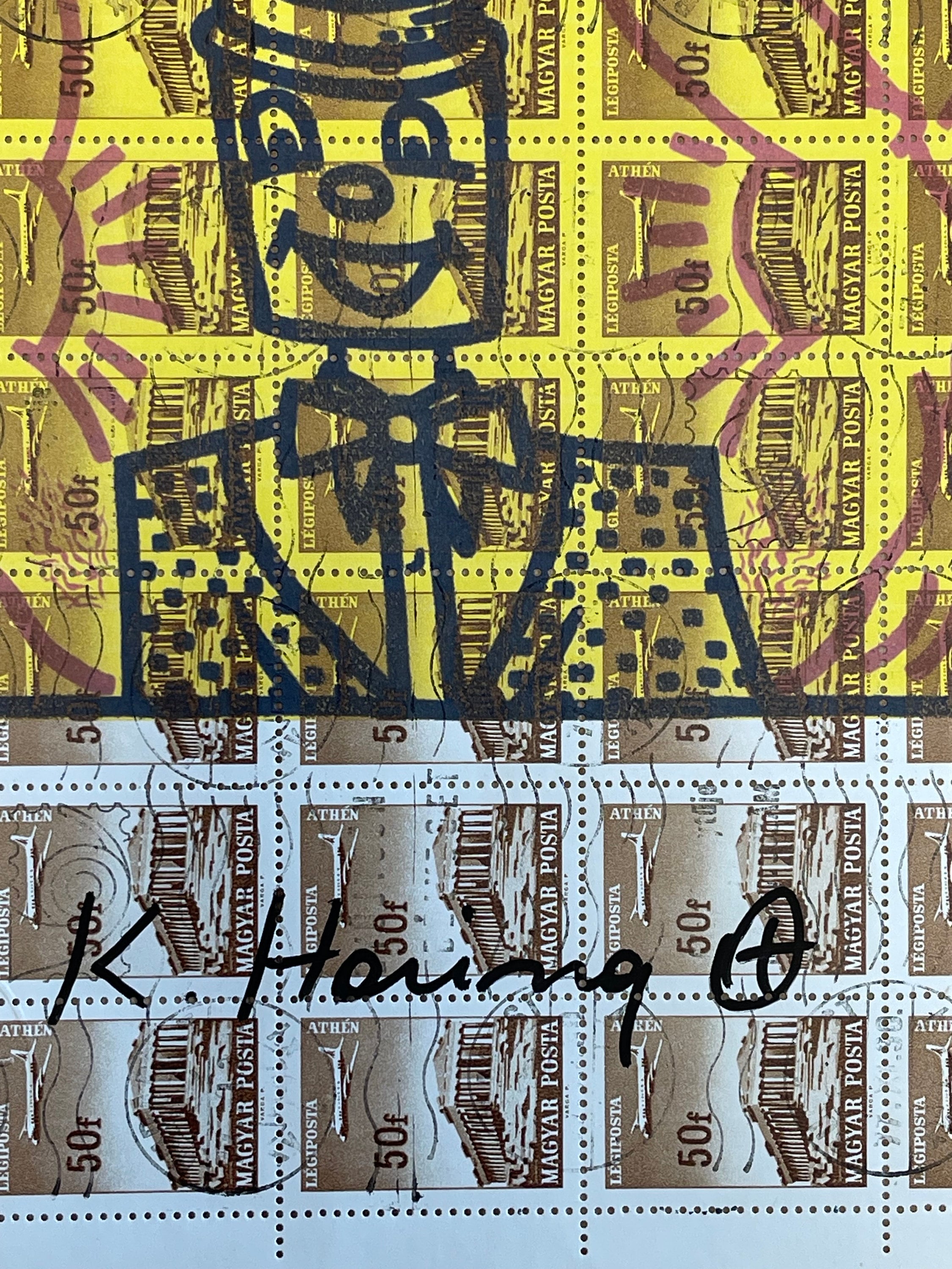 Keith Haring Postal Stamps Sheet and Hand Colored Certificate of ...