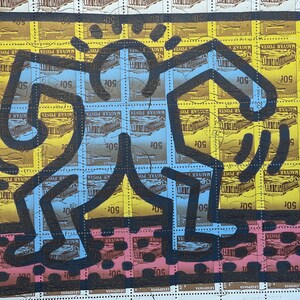 Keith Haring Postal Stamps Sheet and Hand Colored Certificate of ...