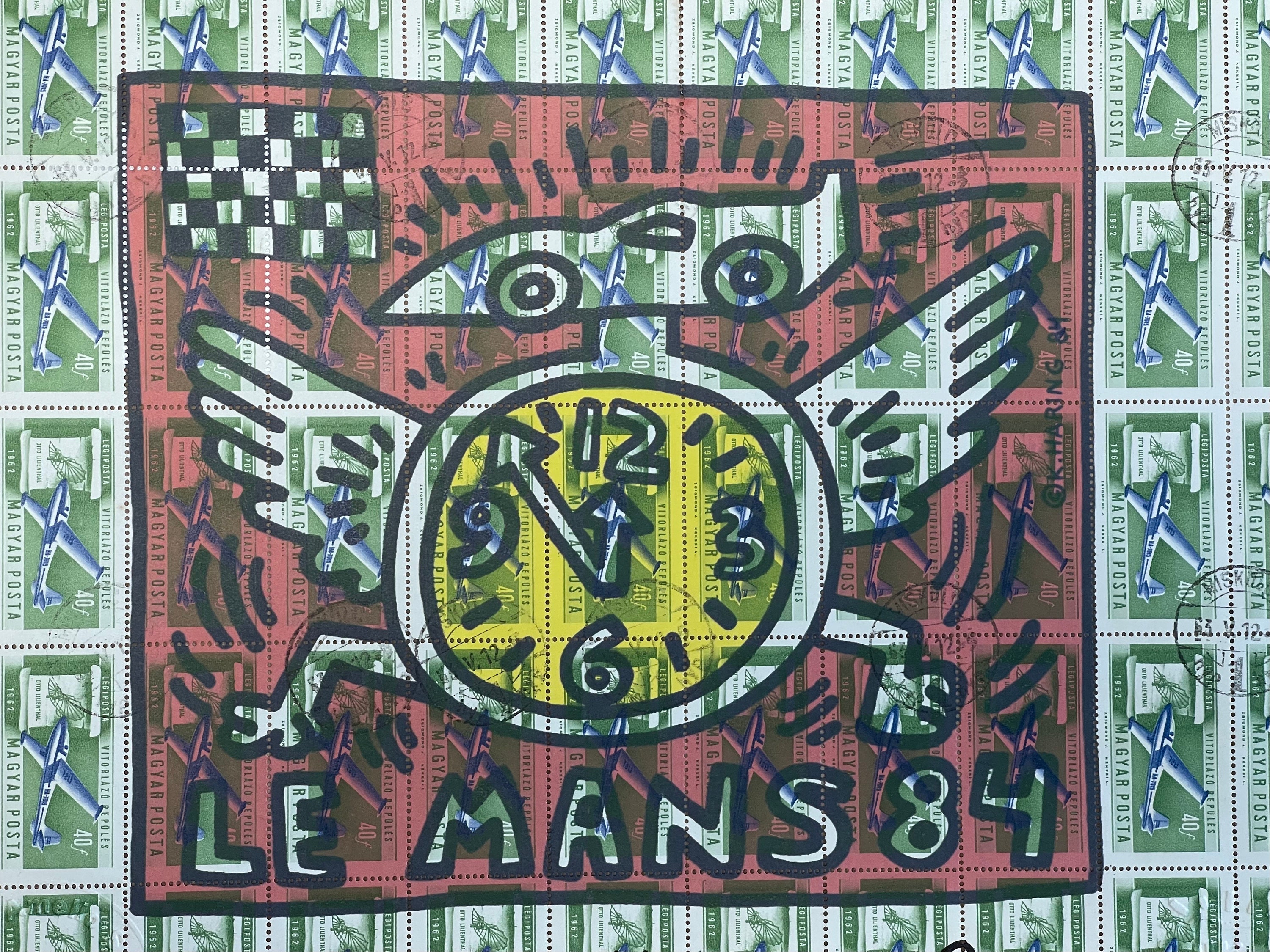 Keith Haring Postal Stamps Sheet and Hand Colored Certificate of ...