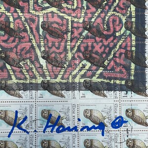 Keith Haring Postal Stamps Sheet and Hand Colored Certificate of ...