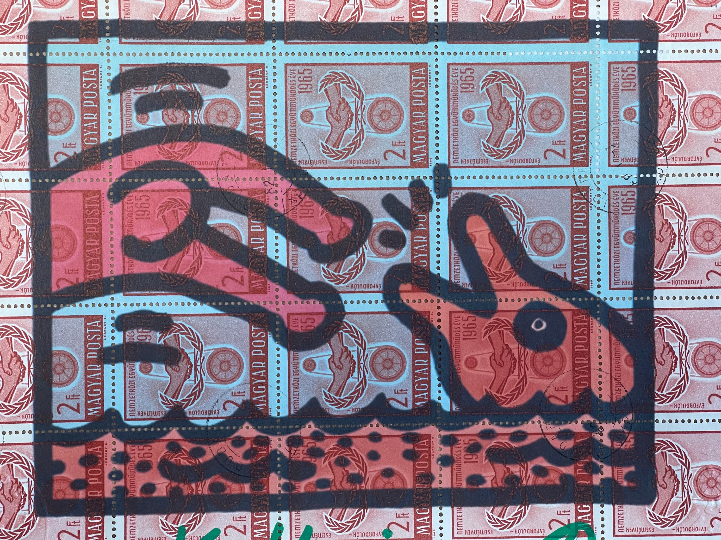 Keith Haring Postal Stamps Sheet and Hand Colored Certificate of ...