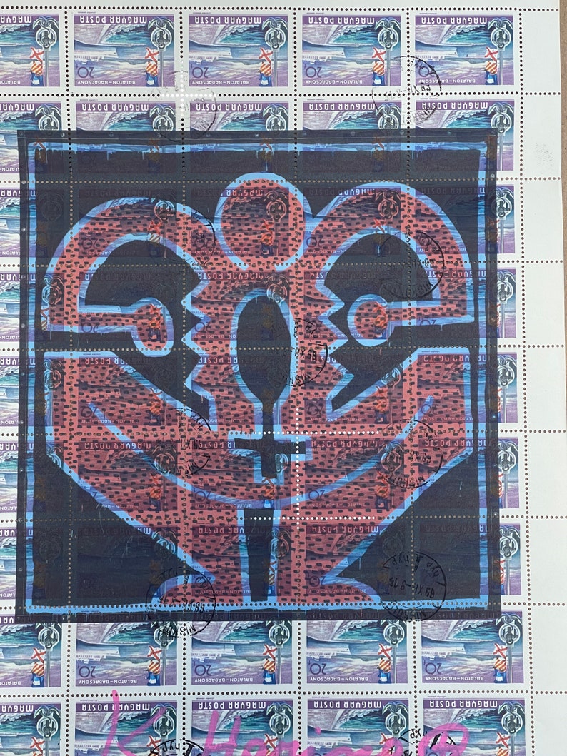 Keith Haring Postal Stamps Sheet and Hand Colored Certificate of ...