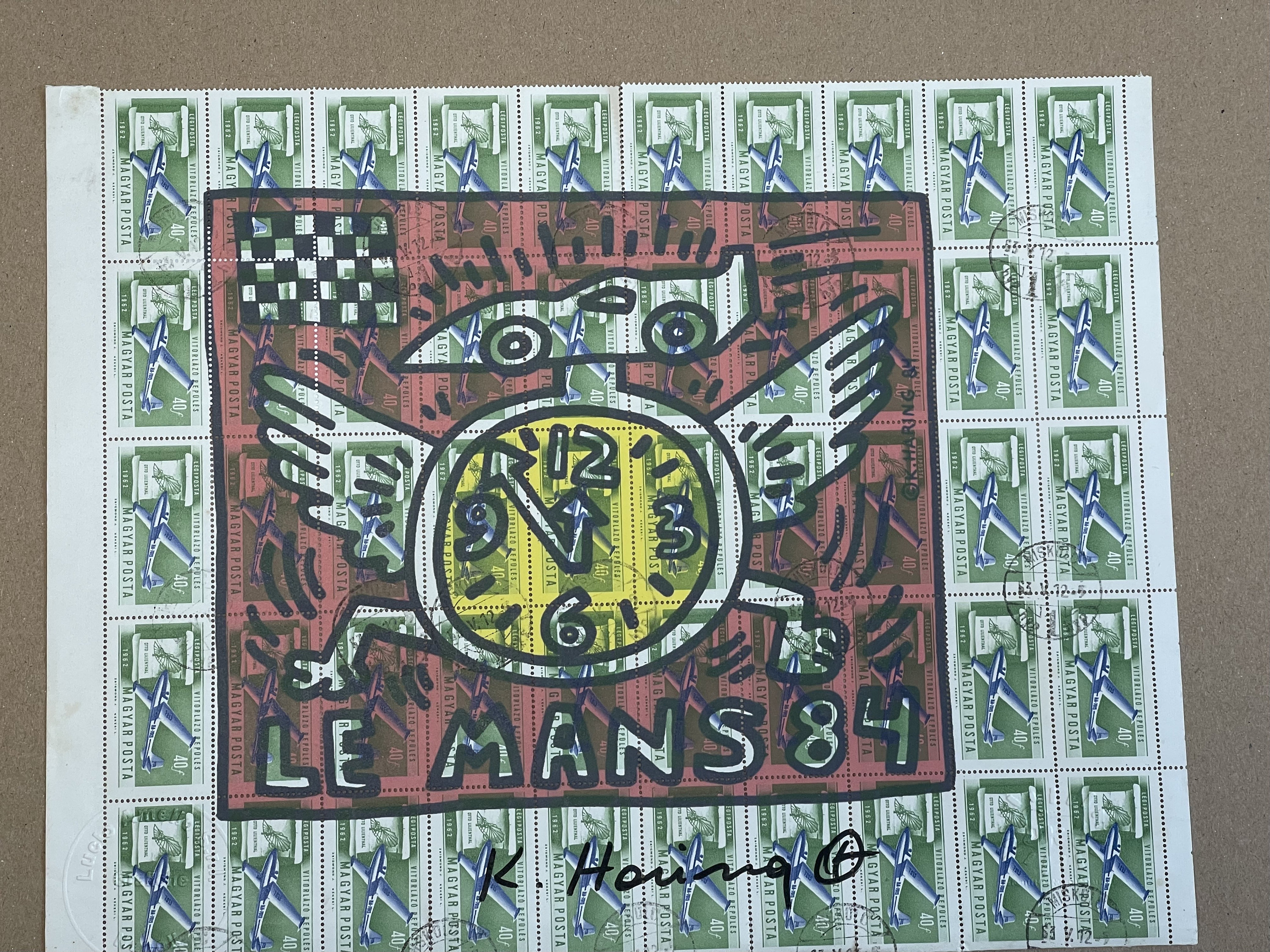 Keith Haring Postal Stamps Sheet and Hand Colored Certificate of ...
