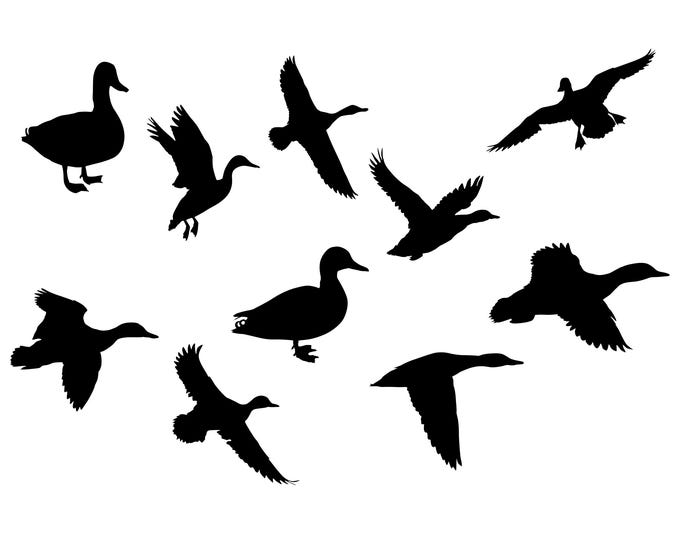 Duck Silhouettes SVG | Flying Duck Clipart | Duck Silhouette Cut File ...