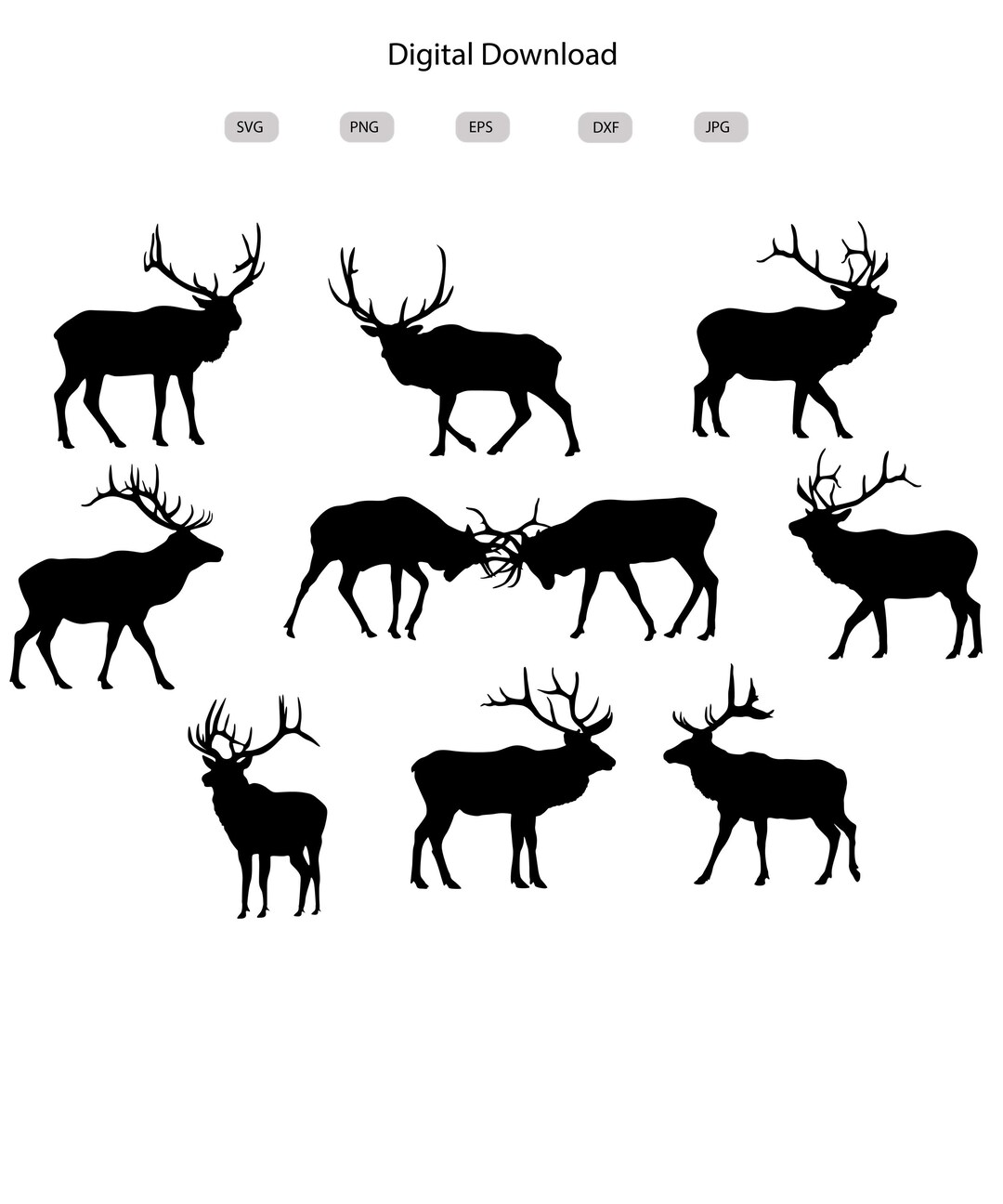 Elk Svg - Elk Silhouette - Elk Svg Bundle -elk Svg Design- Elk Cut File ...