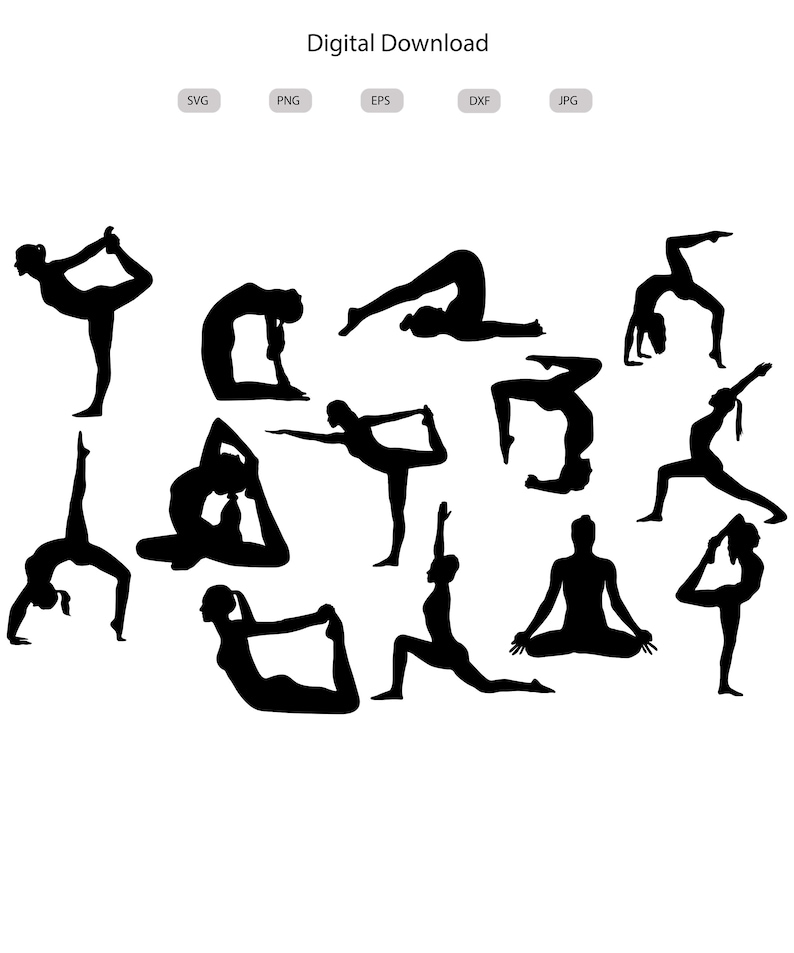 Yoga Poses Svg - Yoga Poses Silhouette - Yoga Poses Cut File - Yoga ...