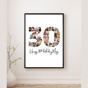 30th Birthday Photo Collage Template, Editable in Canva ,number 30 ...