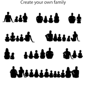 Family Svg - Family Sitting Back Silhouette - Family Sitting Back Cut ...