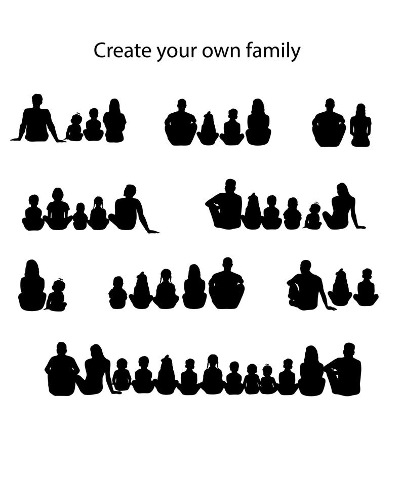 Family Svg - Family Sitting Back Silhouette - Family Sitting Back Cut ...