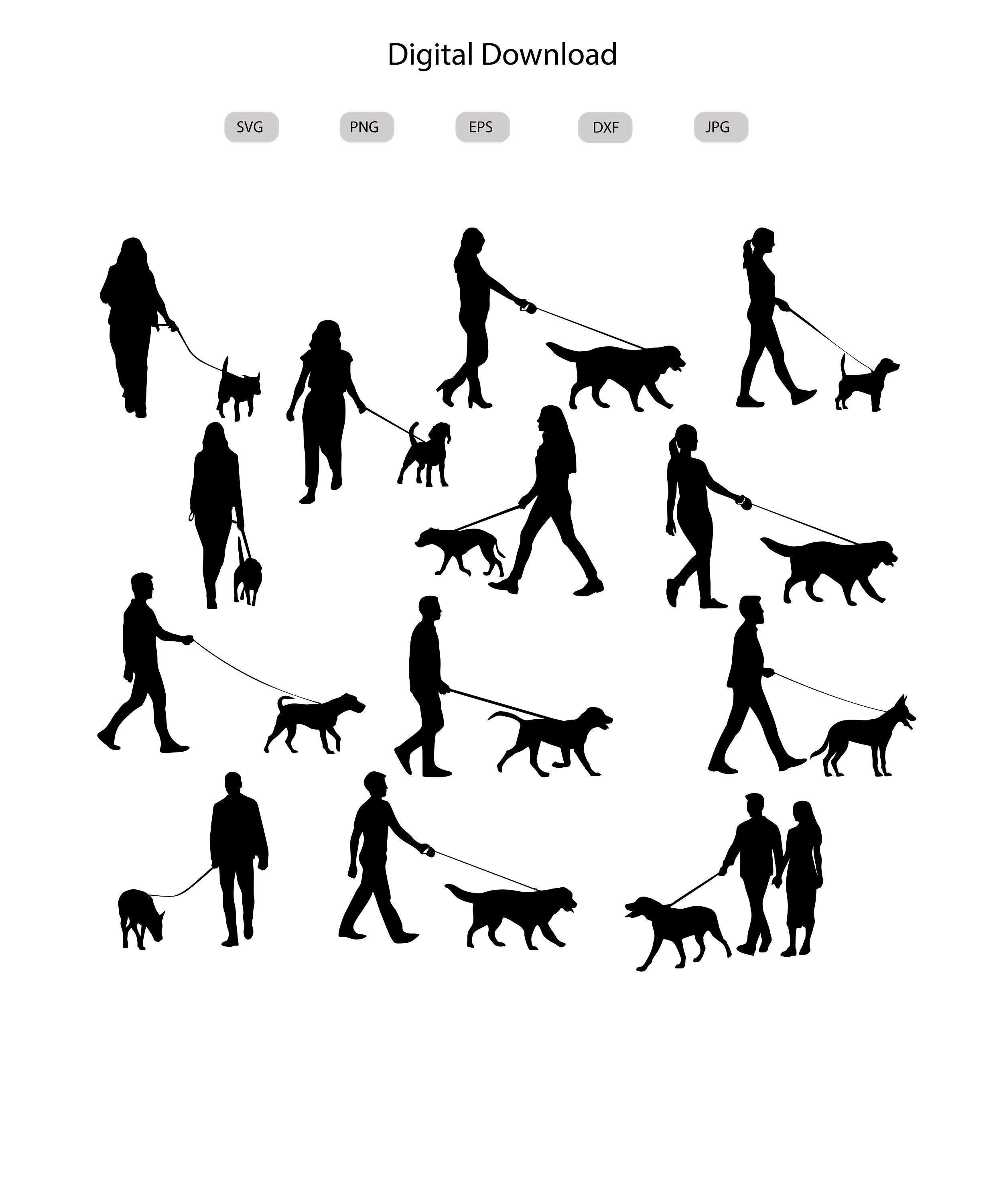 Dog Walking Svg - Dog Walking Silhouette - Dog Walking Cut File - Dog ...