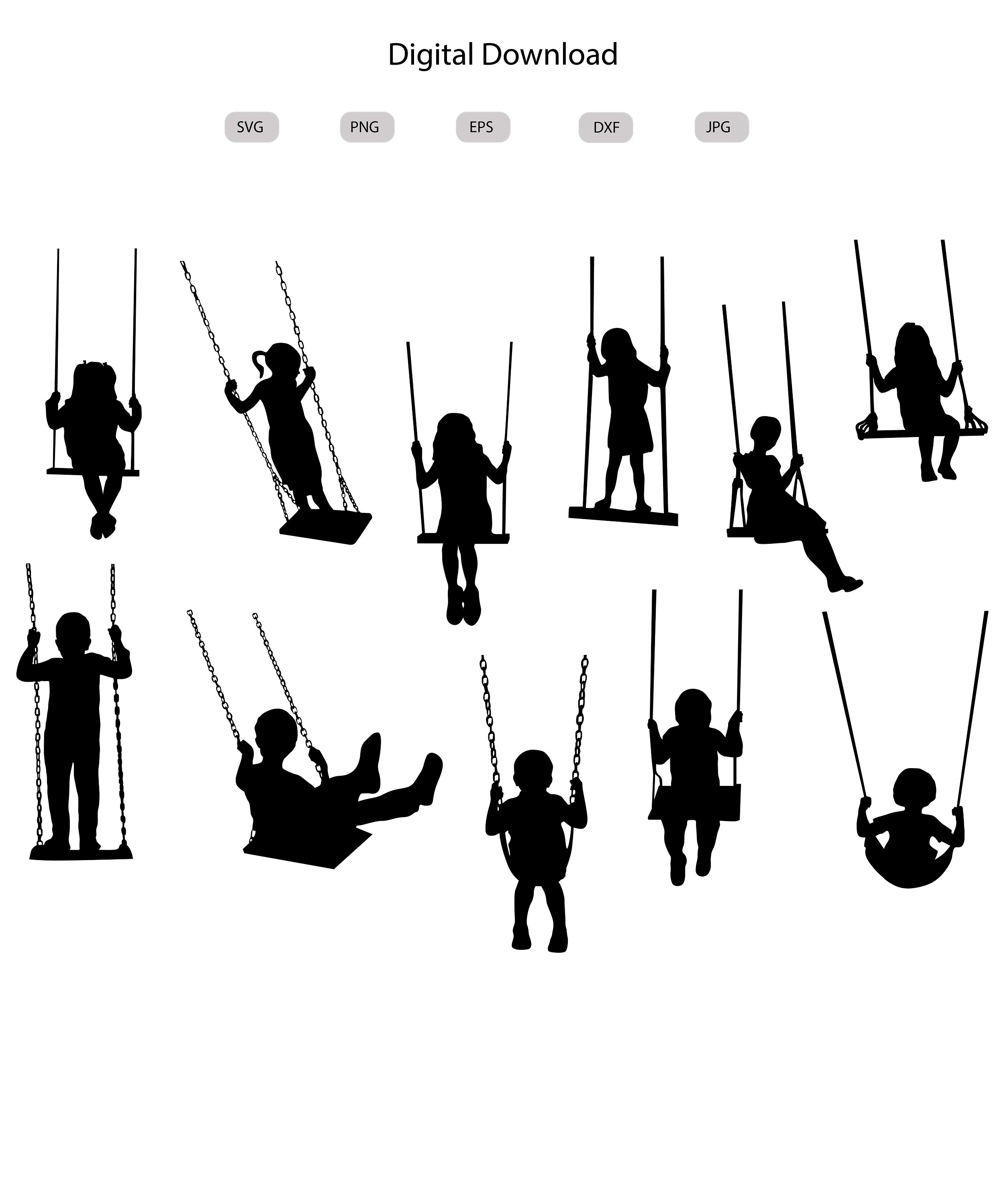 Kid on Swing Svg - Kid on Swing Silhouette - Kid on Swing Svg Bundle ...