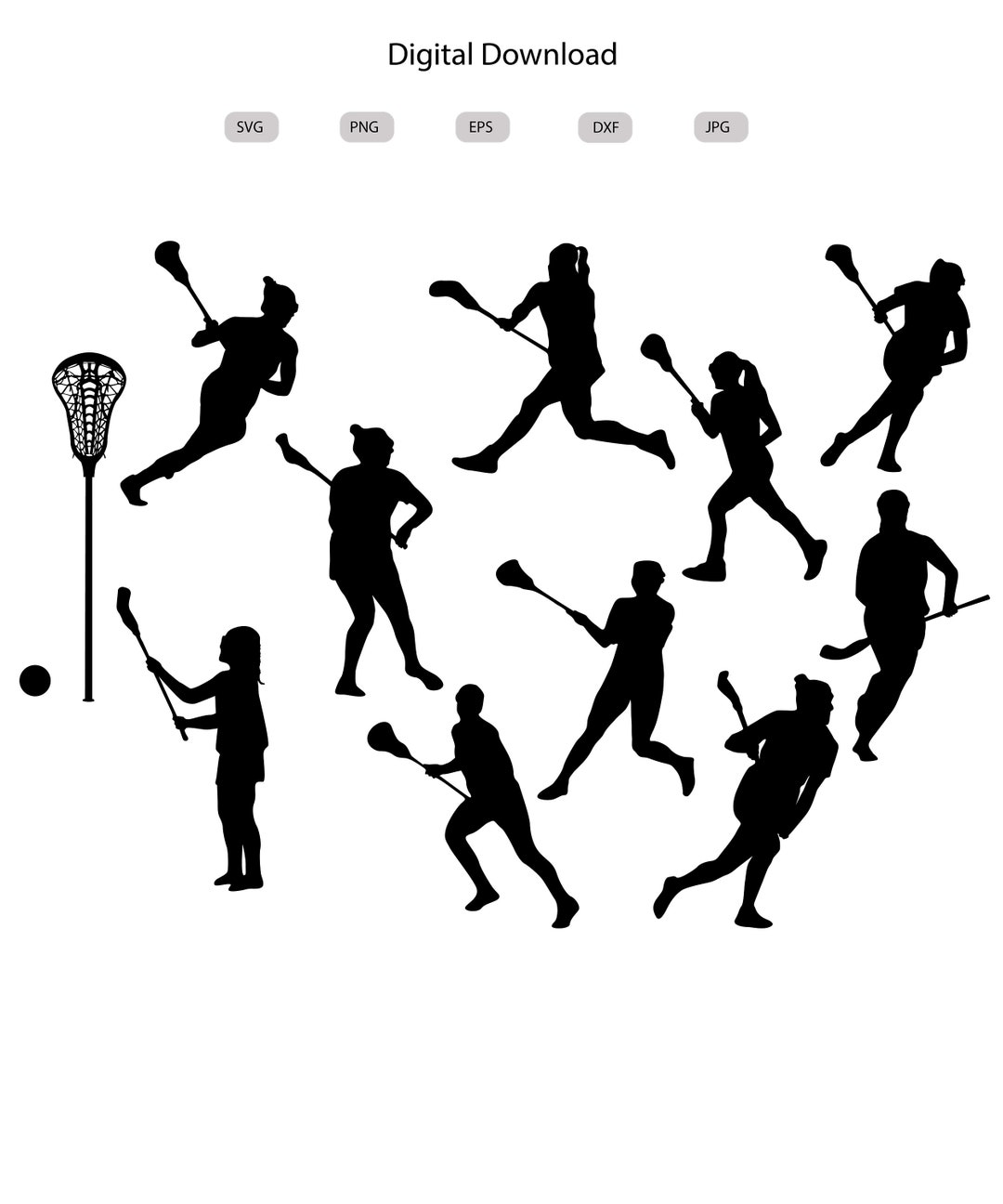 Lacrosse Women Svg - Lacrosse Women Silhouette - Lacrosse Women Svg ...