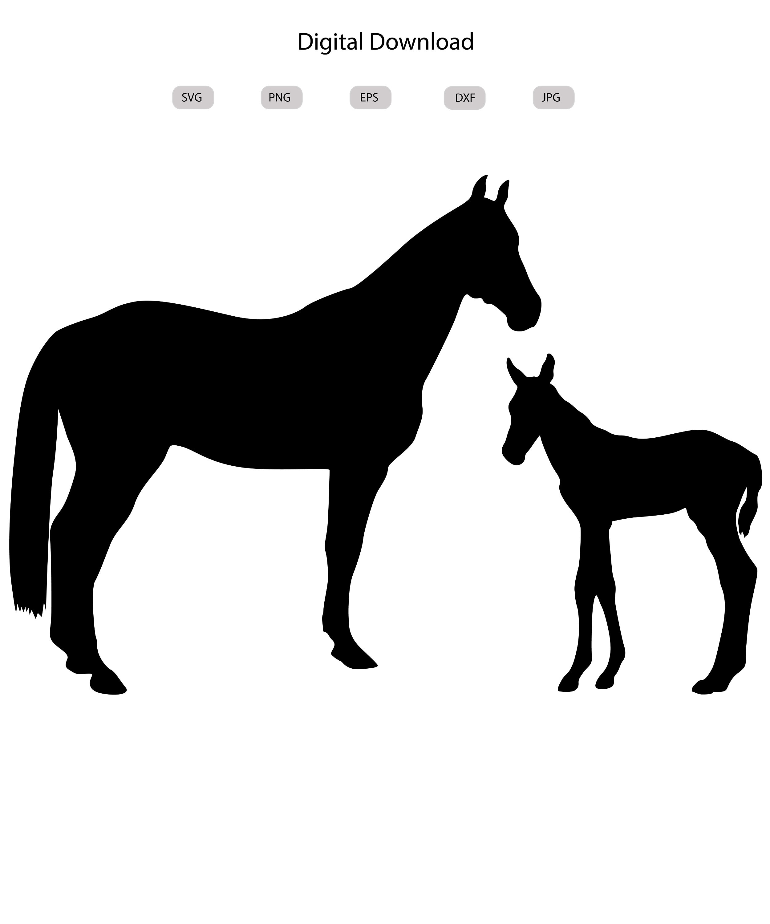 Horse Mare and Foal Svg - Horse Mare and Foal Silhouette - Horse Mare ...