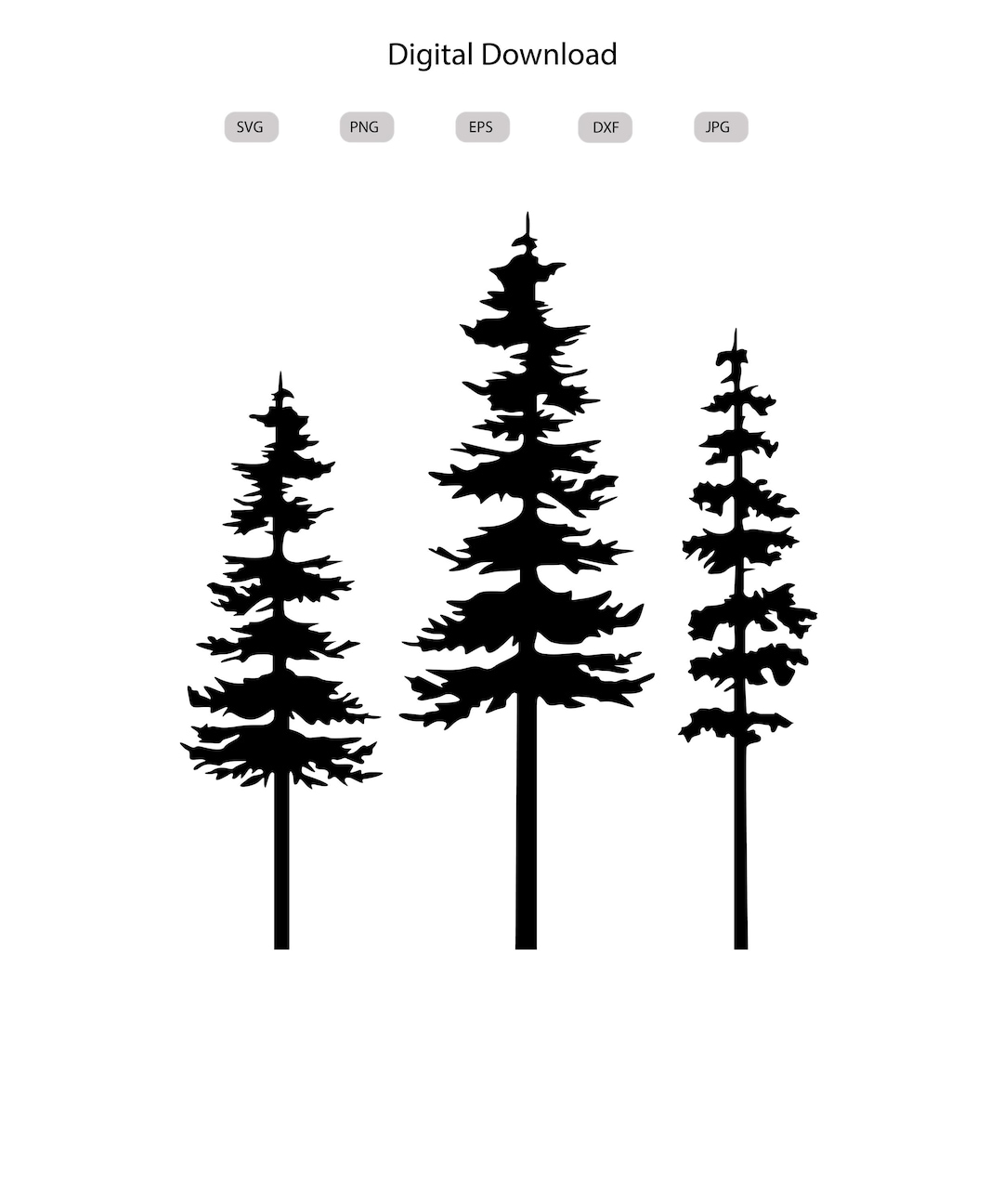 Tree Svg - Pine Tree Silhouette - Fir Trees SVG - Evergreen Tree Svg ...