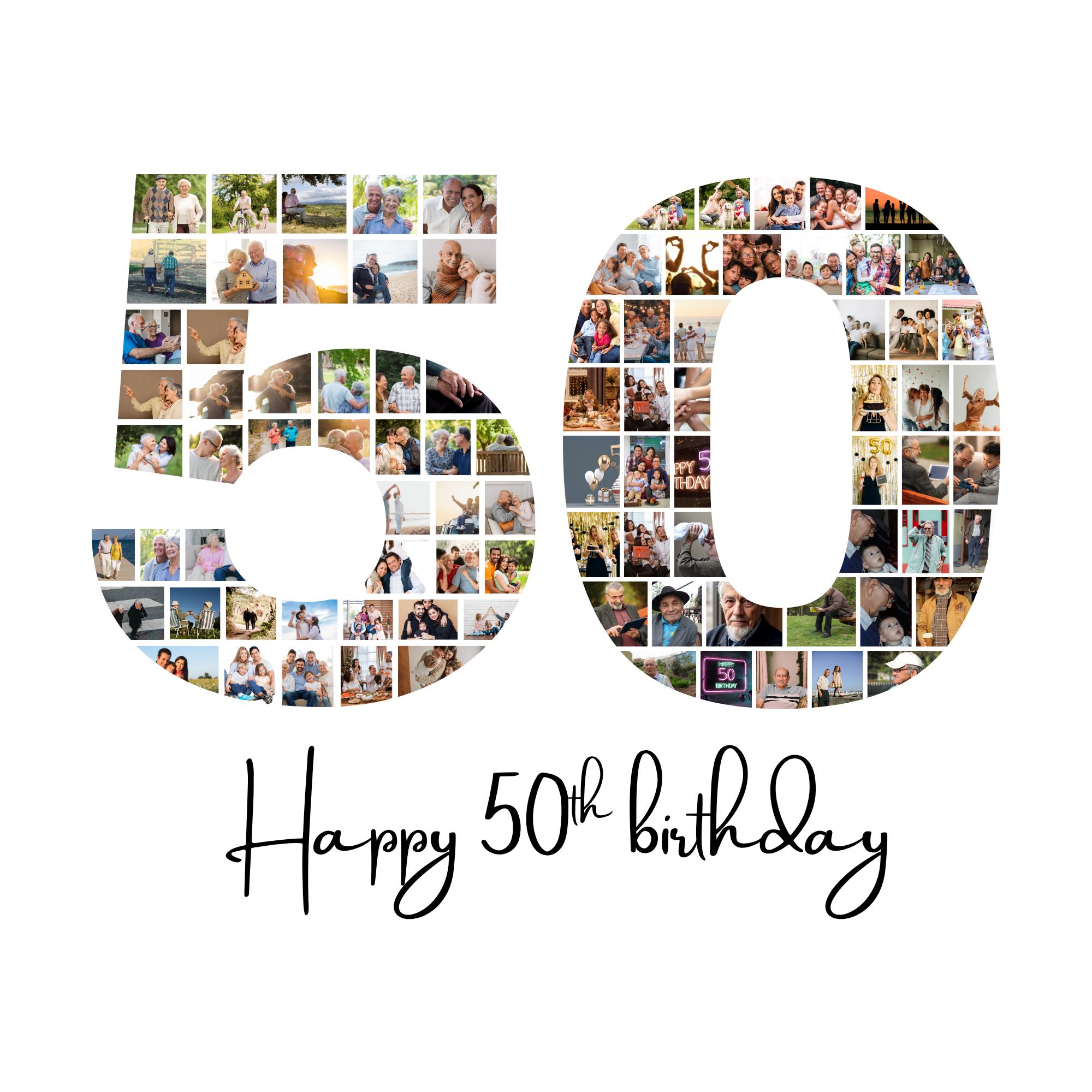 50th Birthday Photo Collage Template, Editable in Canva ,number 50 ...