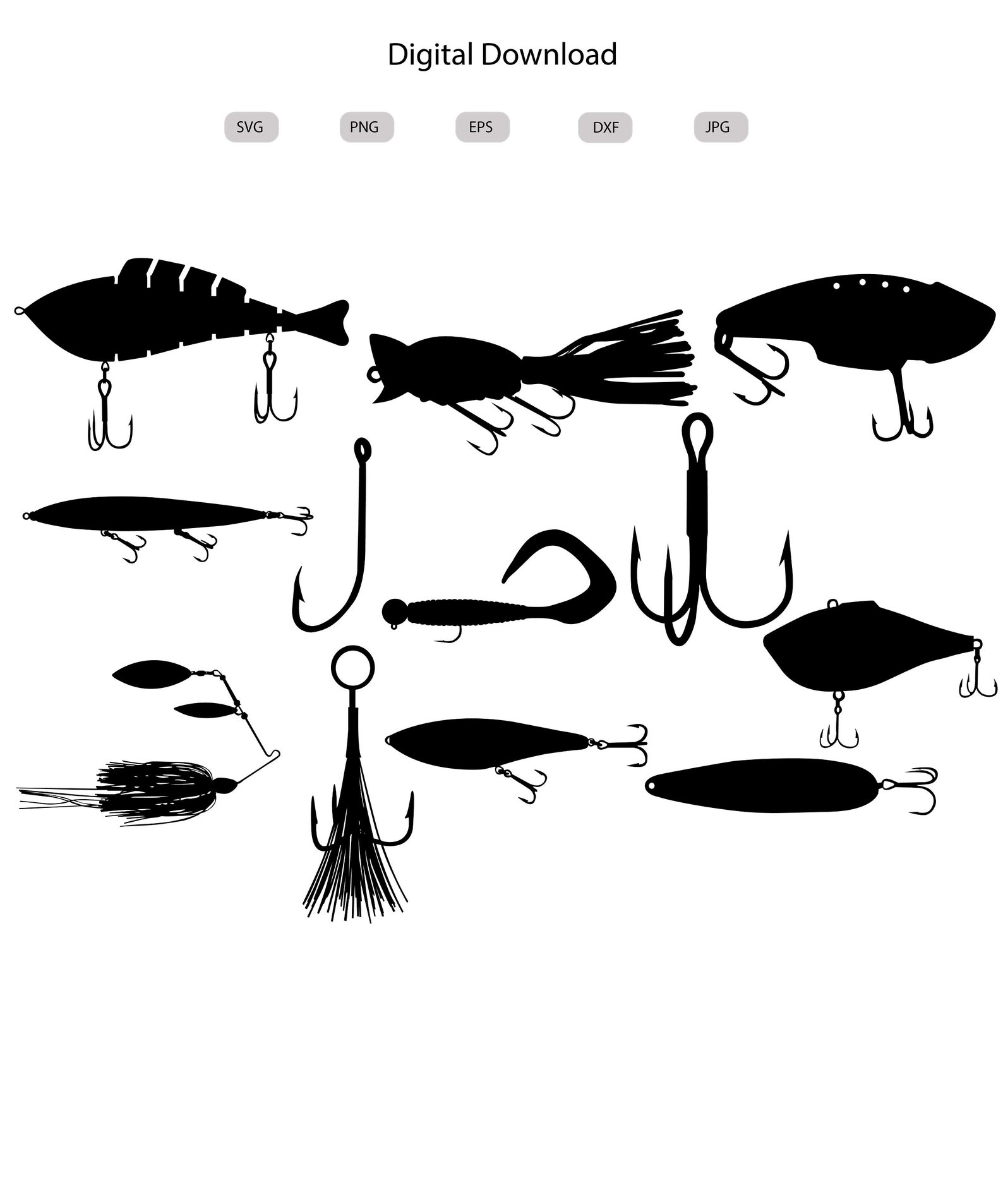 Fishing Lure Svg - Fishing Lure Silhouette - Fishing Lure Svg Bundle ...