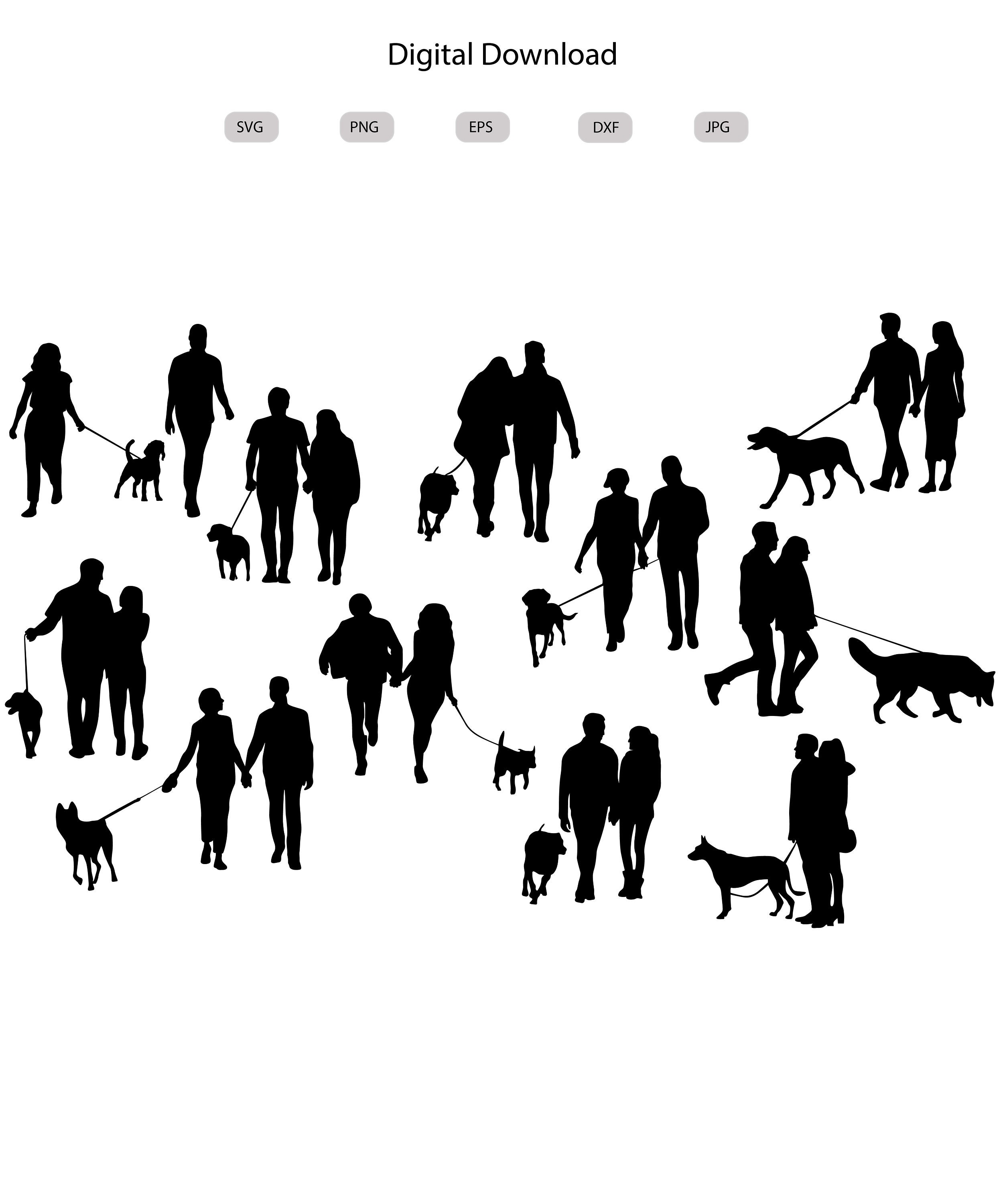 Couples With Dog Svg - Couples With Dog Silhouette - Couples With Dog ...