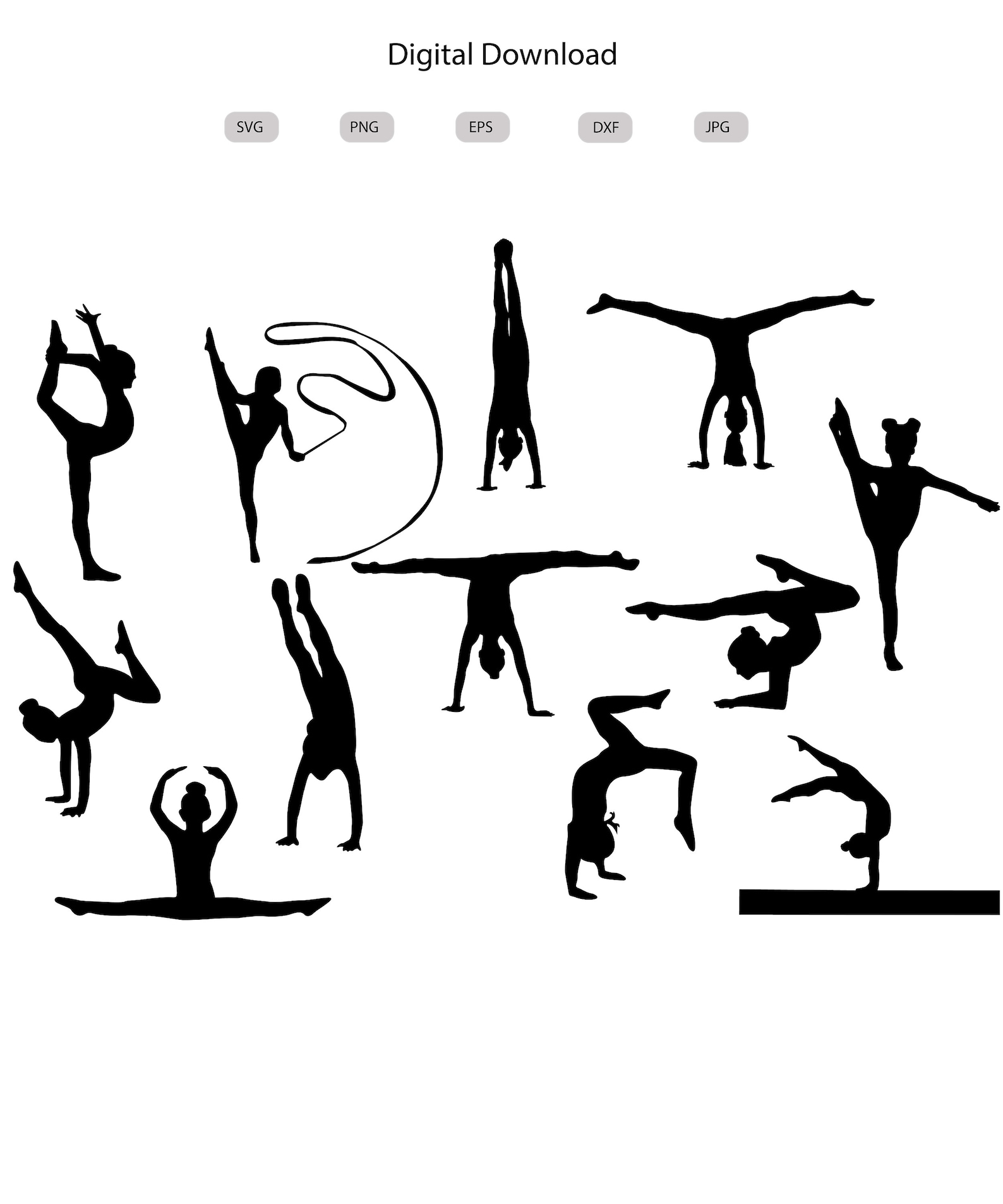 Gymnastics Girl Svg-gymnastics Girl Silhouette-gymnastics Svg Bundle ...