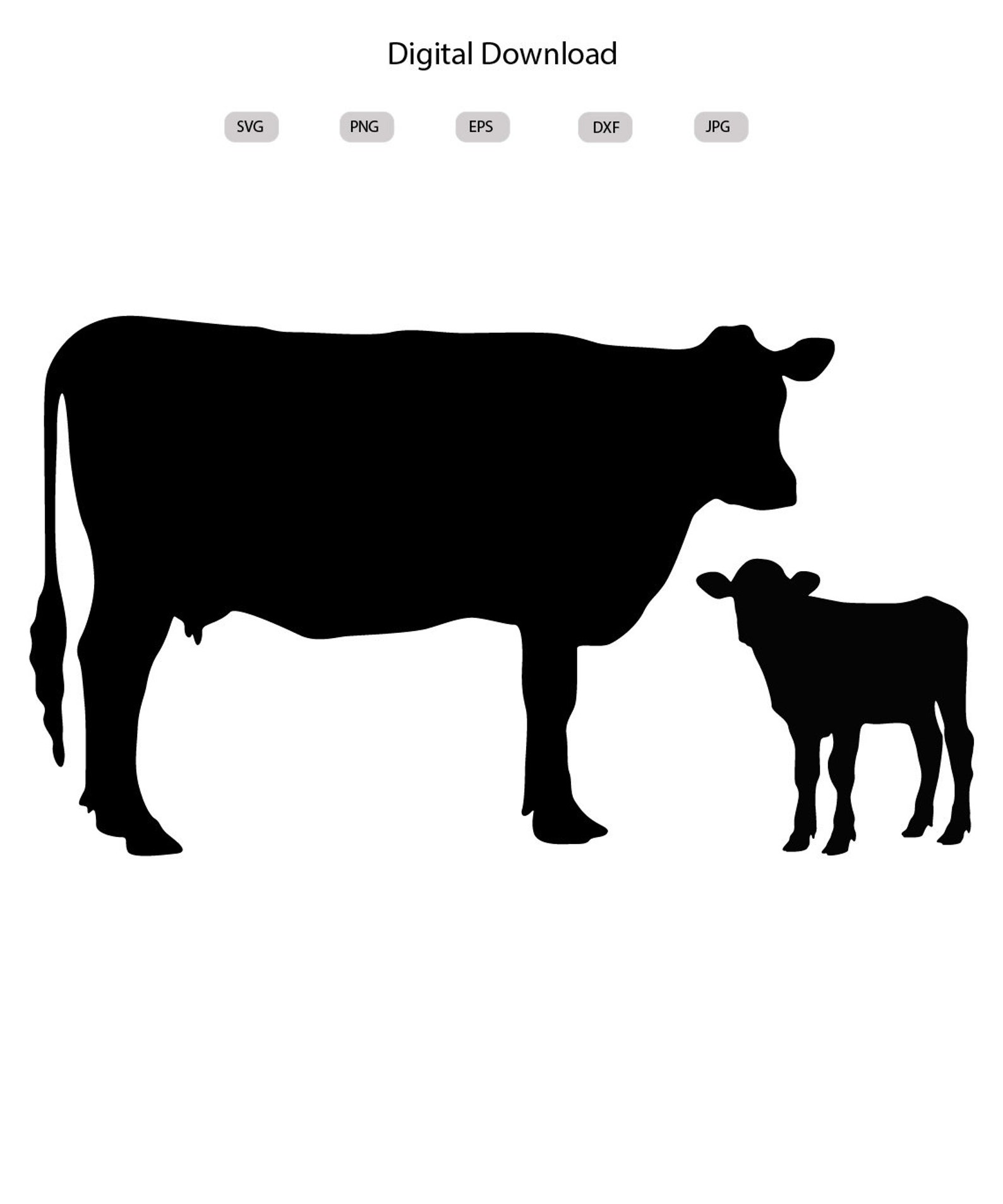 Cow and Calf Svg - Cow and Calf Silhouette - Cow and Calf Svg Bundle ...