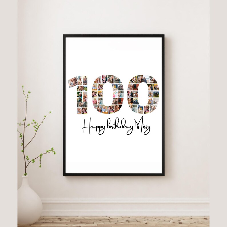 100th Birthday Photo Collage Template, Editable in Canva ,number 100 ...