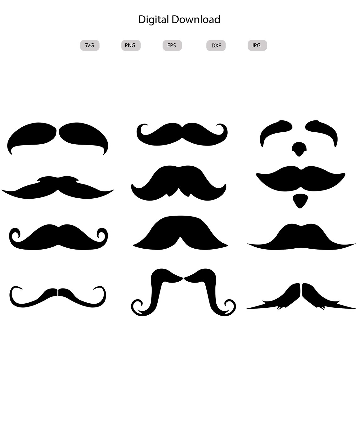 Mustache Svg - Mustache Silhouette - Mustache Svg Bundle - Mustache Cut ...