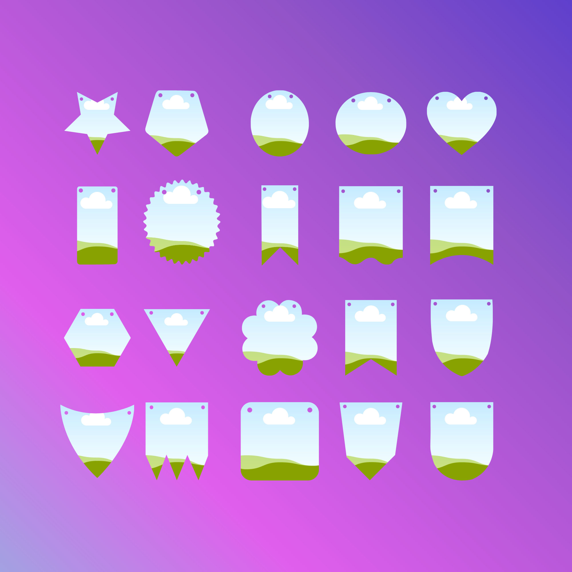 Banner Flag Frames , Editable in Canva , Banner Templates, Mockup ...