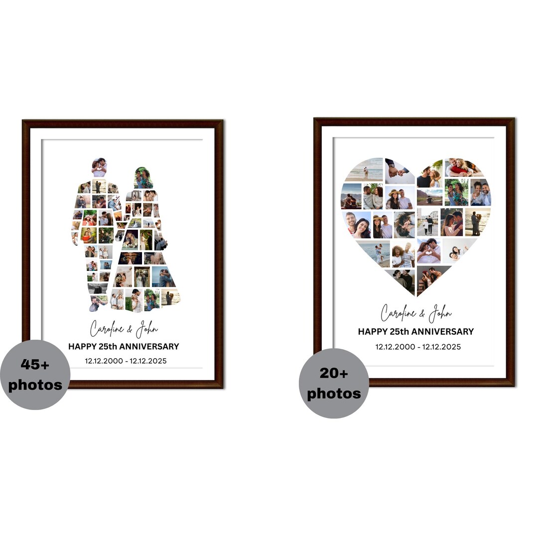Bride Groom - Heart Photo Collage Template, Editable in Canva ,wedding ...