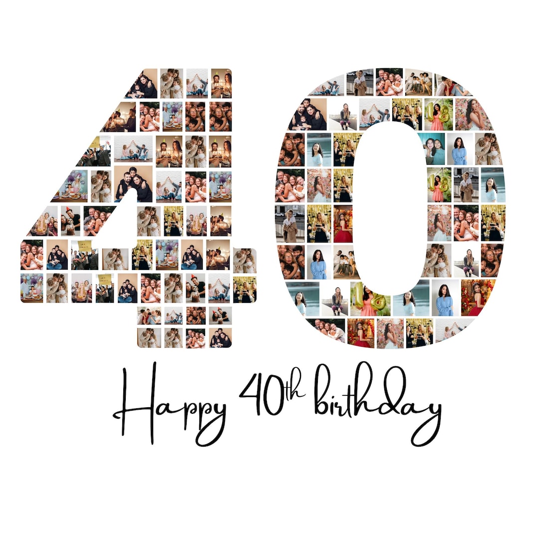 40th Birthday Photo Collage Template, Editable in Canva ,number 40 ...