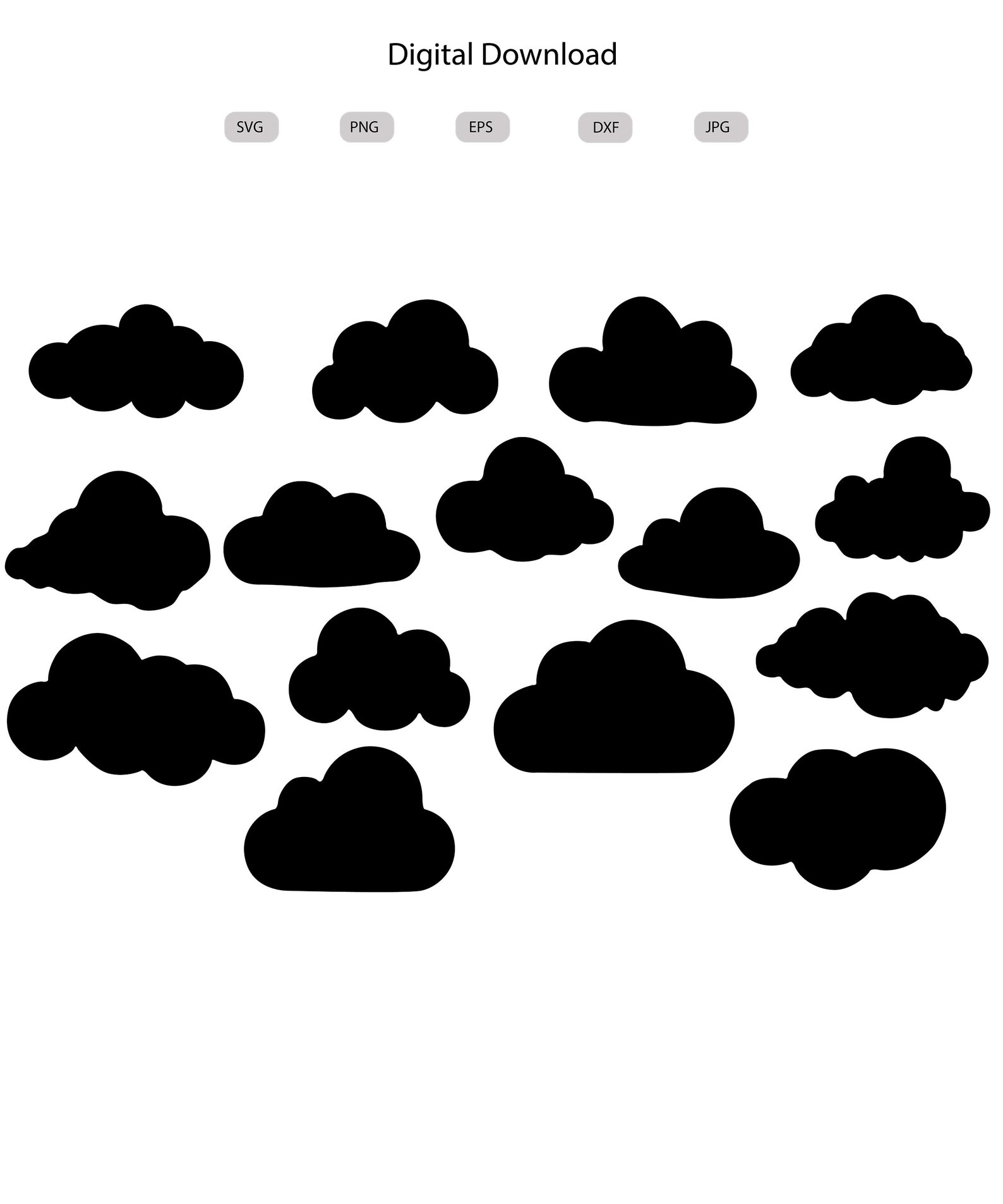 Clouds Svg - Clouds Silhouette - Clouds Svg Bundle -clouds Svg Design ...