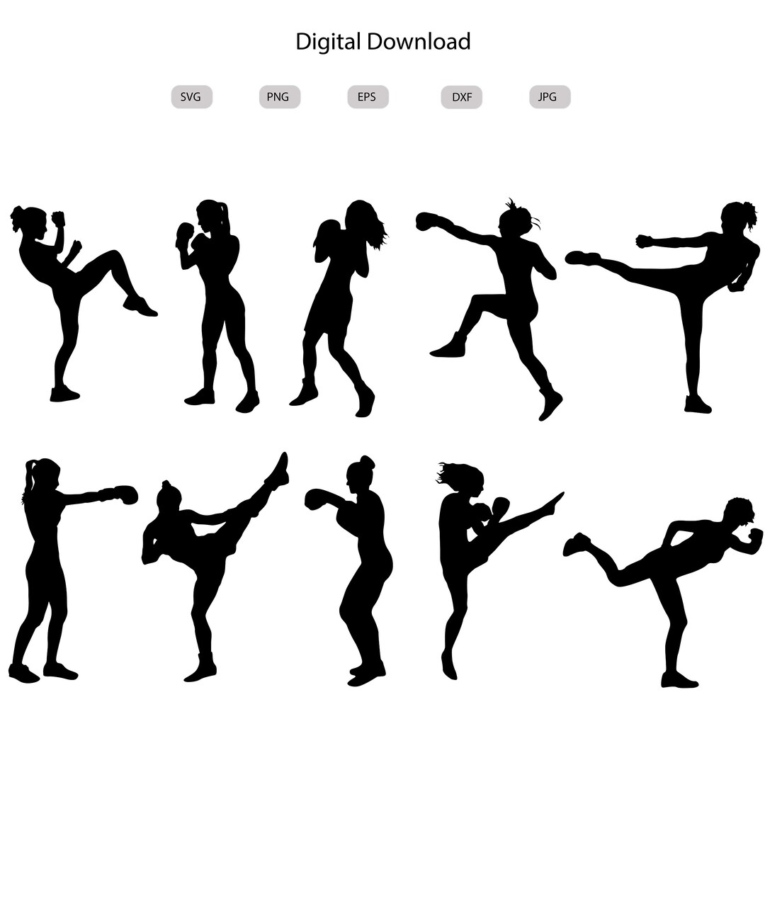 Kickboxing Women Svg-kickboxing Women Silhouette-boxing Women Svg ...