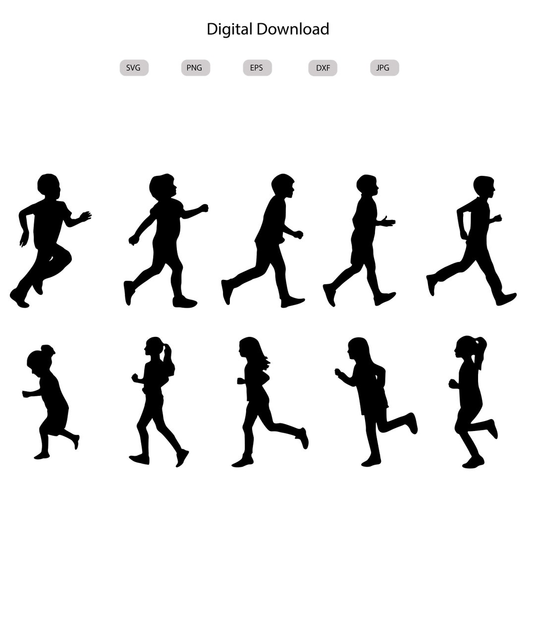 Kids Running Svg - Kids Running Silhouette - Kids Running Cut File ...