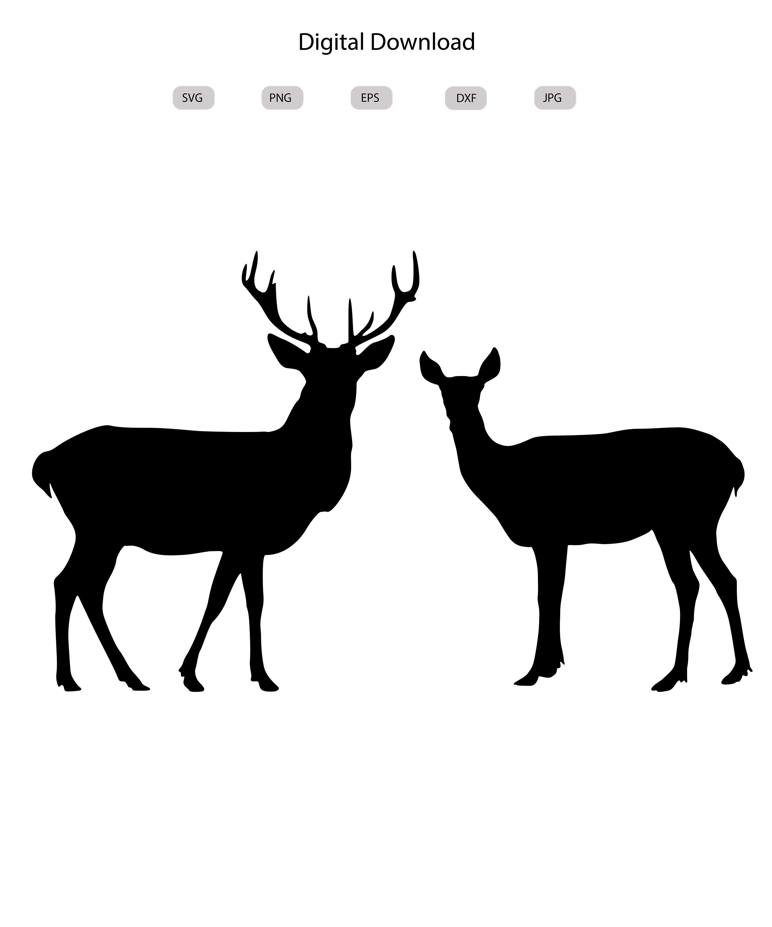Stag and Doe Svg - Stag and Doe Silhouette - Stag and Doe Cut File ...
