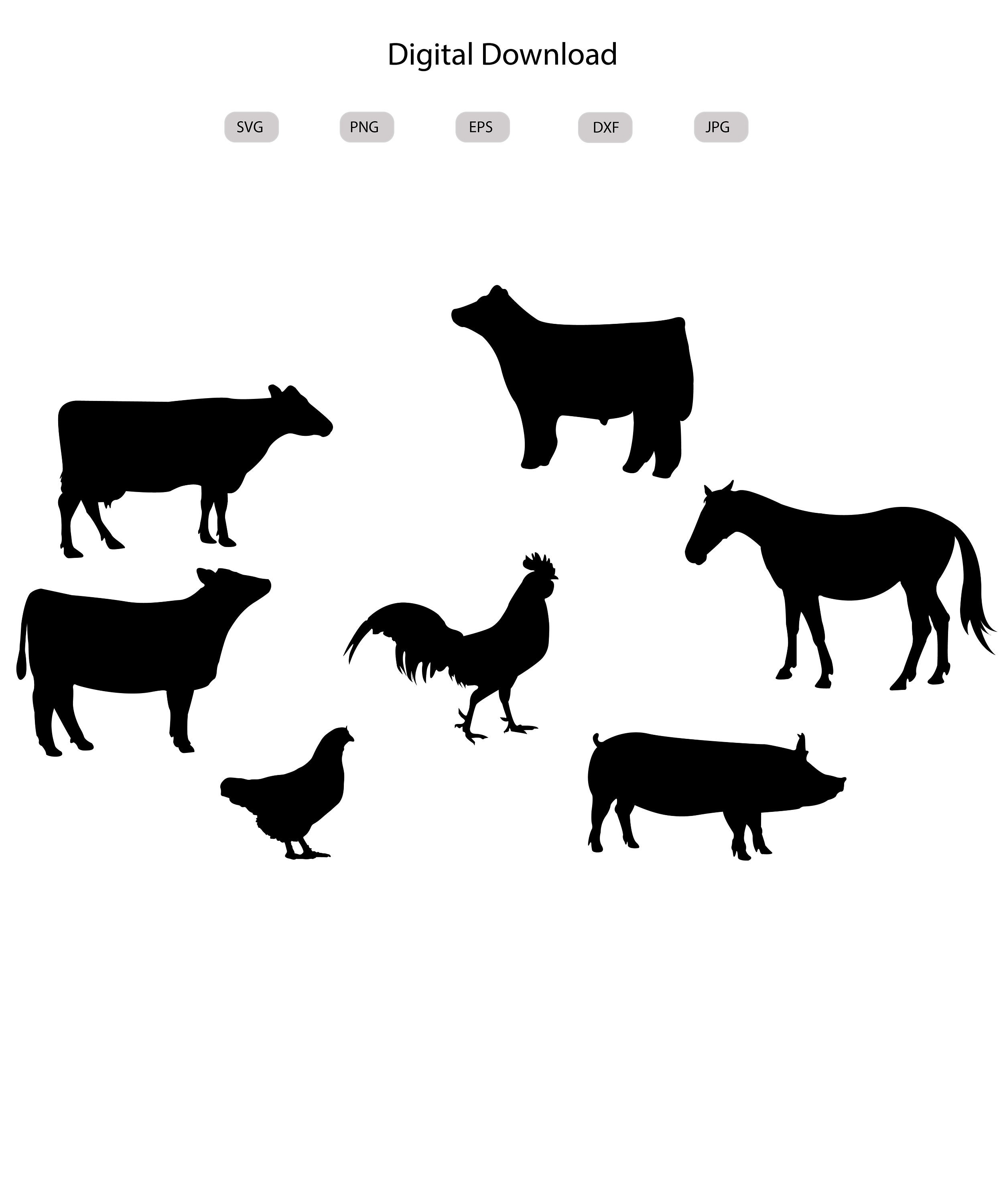 Farm Animal Svg - Farm Animal Silhouette - Farm Animal Svg Bundle ...
