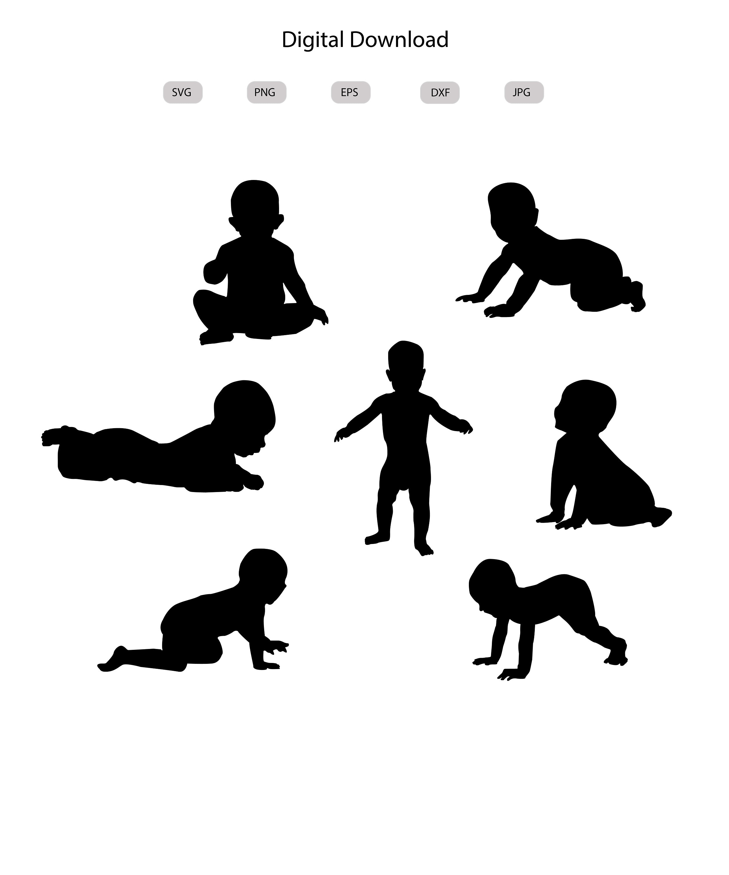 Baby Svg baby Silhouette Baby Svg Bundle baby Svg Design Baby Cut File ...
