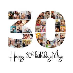 30th Birthday Photo Collage Template, Editable in Canva ,number 30 ...
