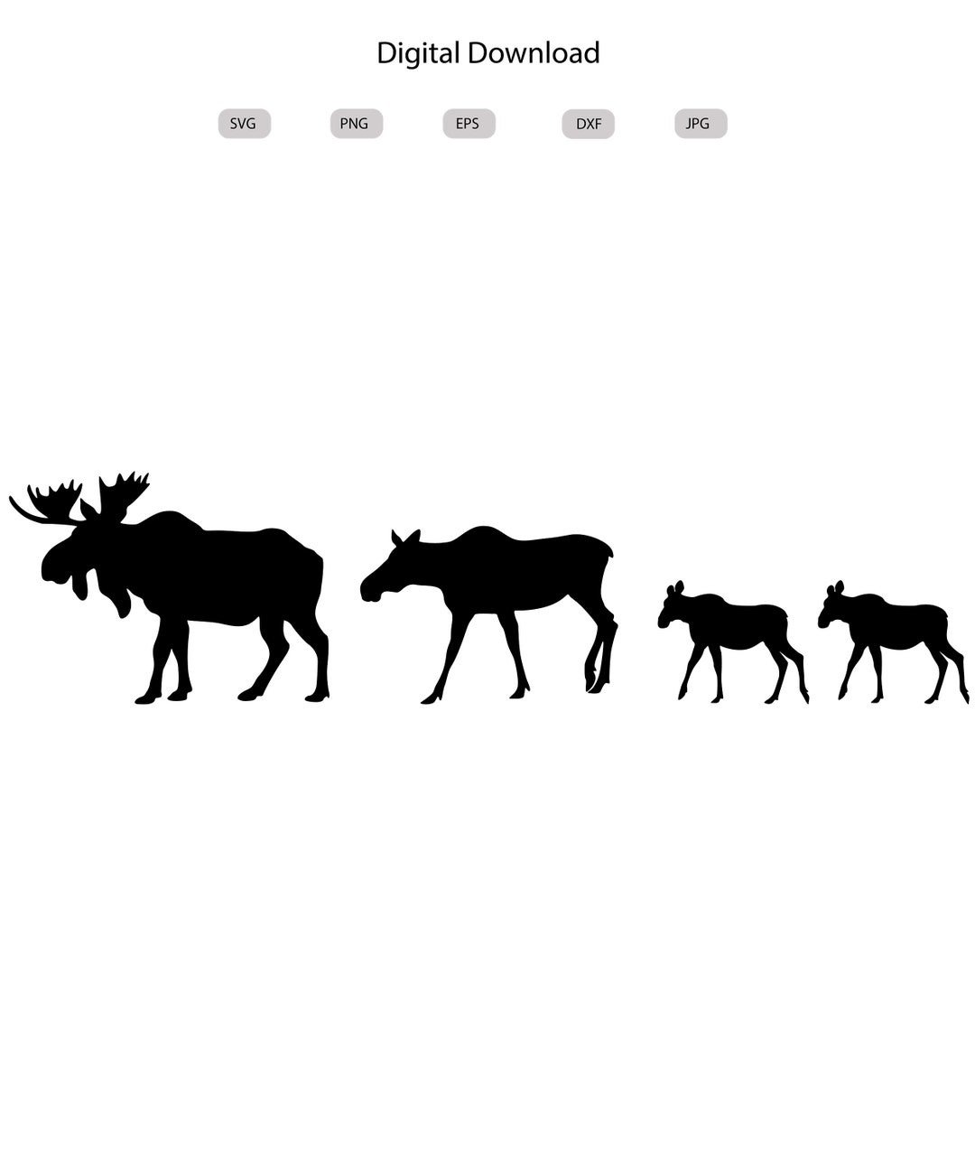 Moose Family Svg - Moose Family Silhouette - Moose Family Svg Bundle ...