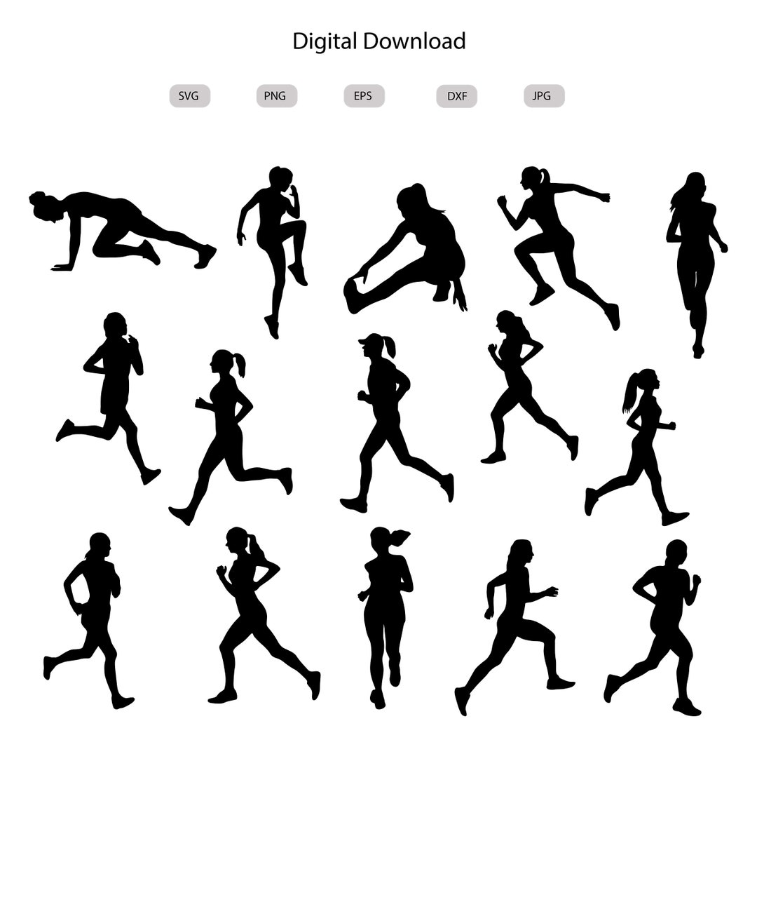 Running Woman Svg - Running Woman Silhouette - Runner Girls Svg Bundle ...