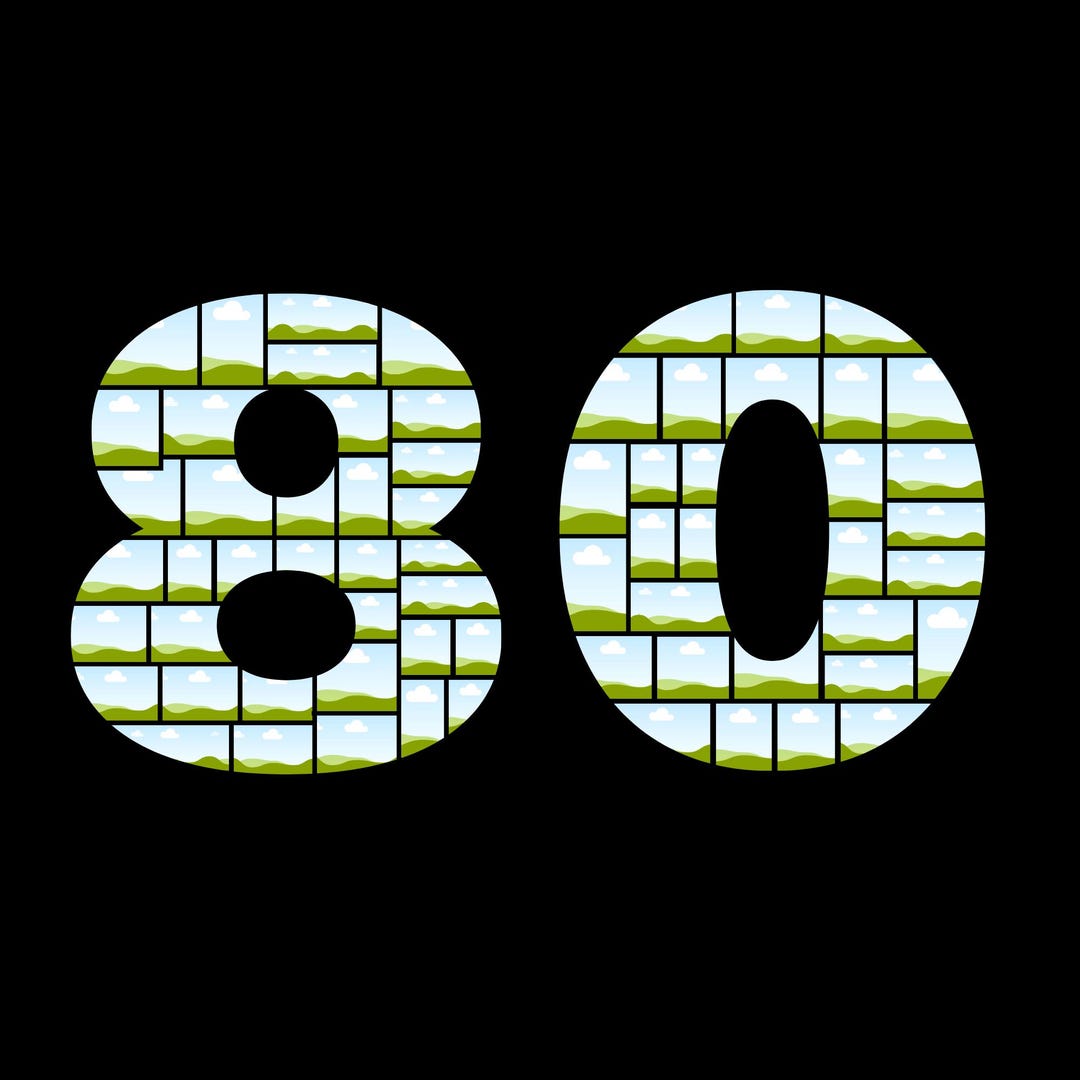 Number 80 Collage Canva Frame,80th Birthday Number Photo Collage ...