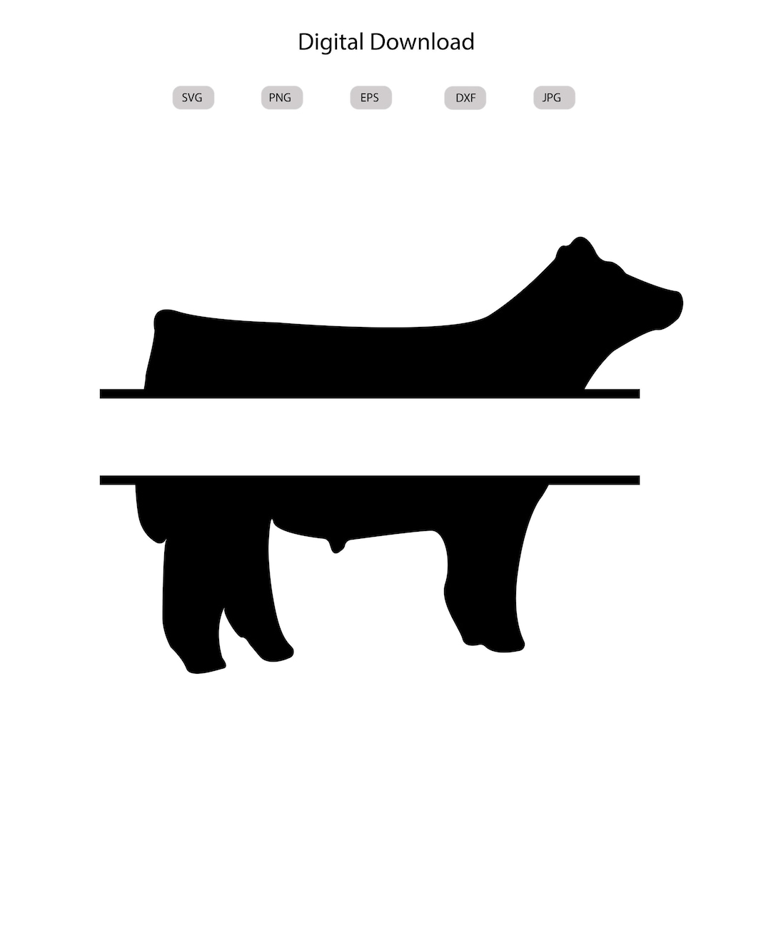 Show Steer Split Monogram Svg - Show Steer Silhouette - Show Steer Cut ...