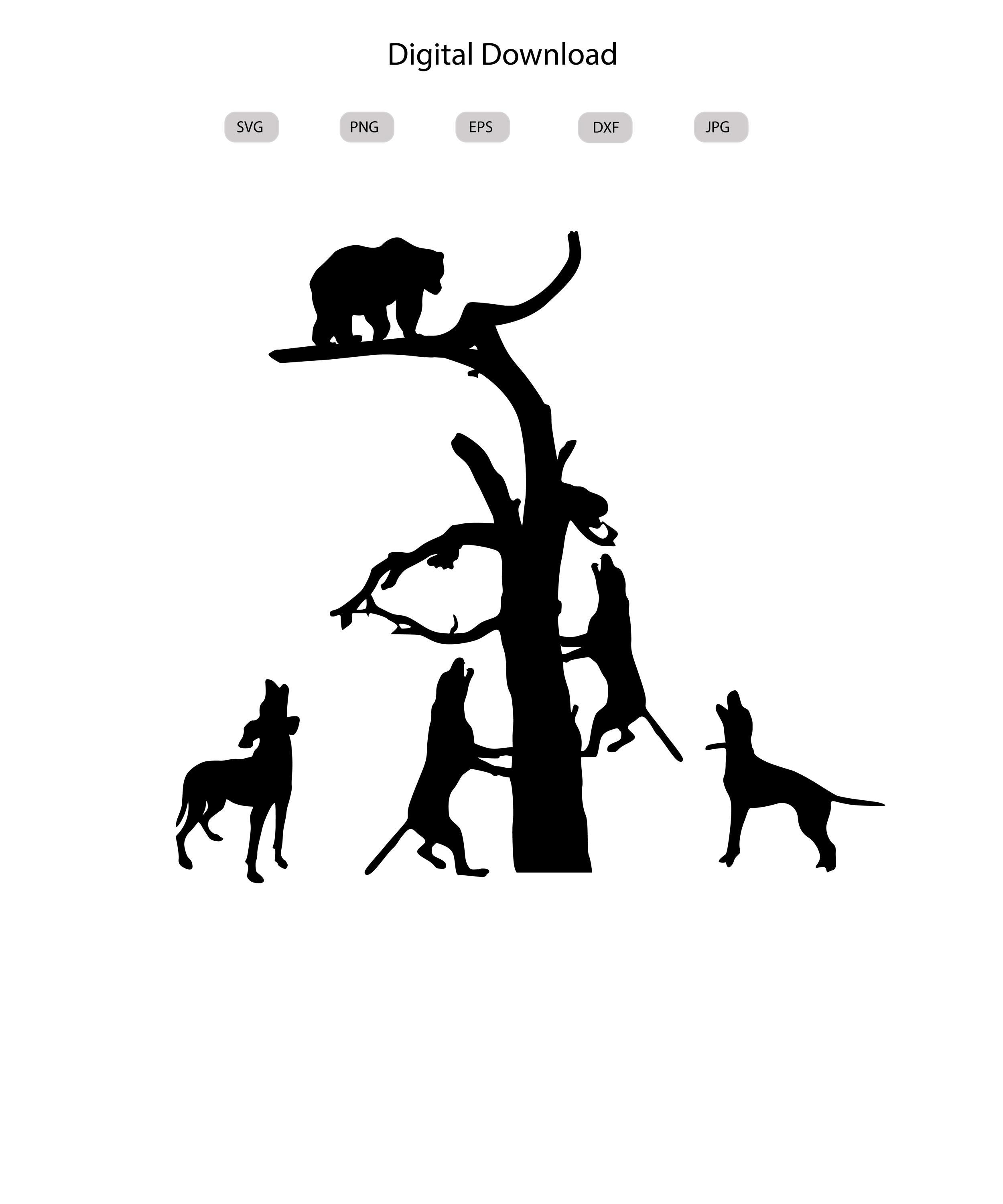 Bear Hunting Svg - Bear Hunting With Hound Silhouette - Bear Hunting ...