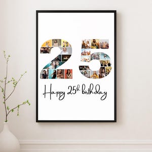 25th Birthday Photo Collage Template, Editable in Canva ,number 25 ...