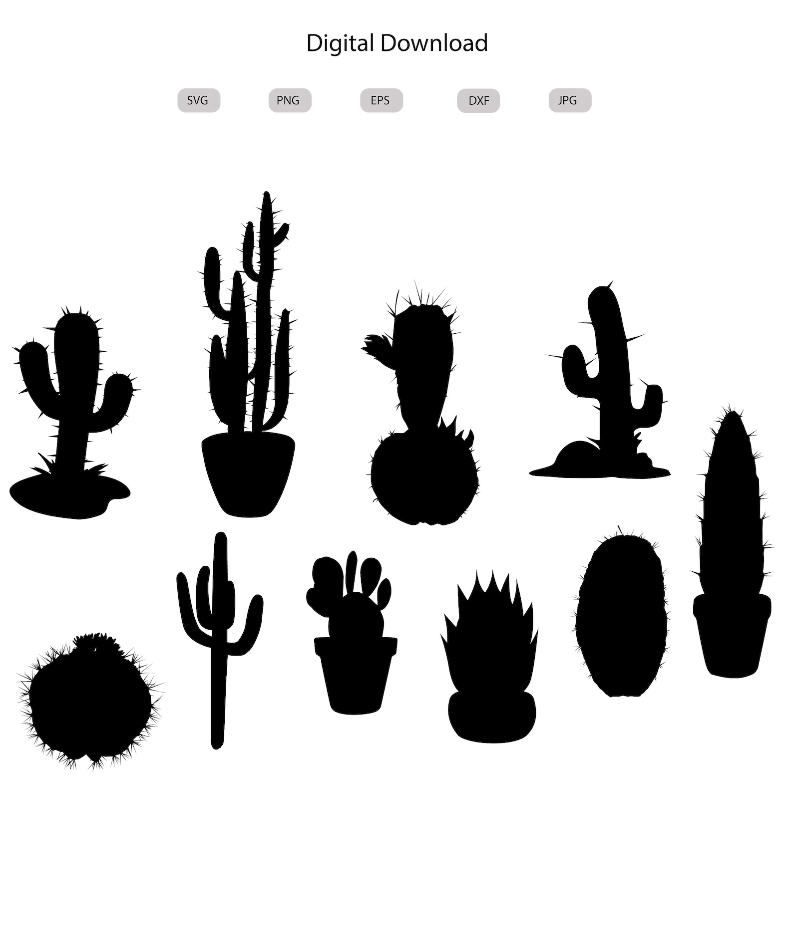 Cactus Svg Cactus Silhouette Cactus Svg Bundle cactus Svg Design Cactus ...