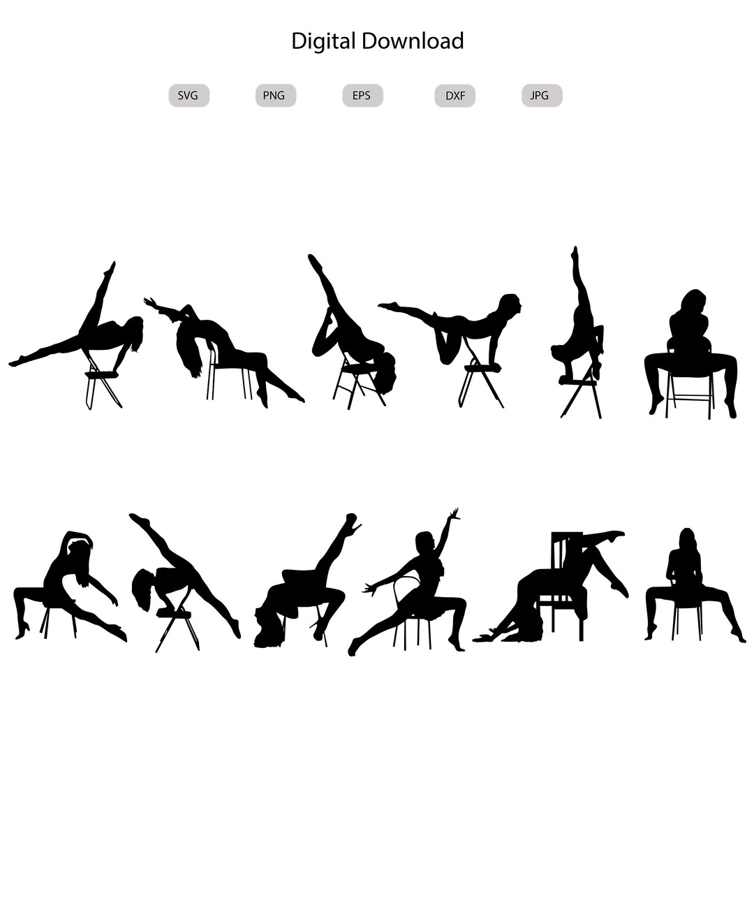 Chair Dance Svg - Chair Dancer Silhouette - Chair Dancer Svg Bundle - Chair Dance Cut File ...