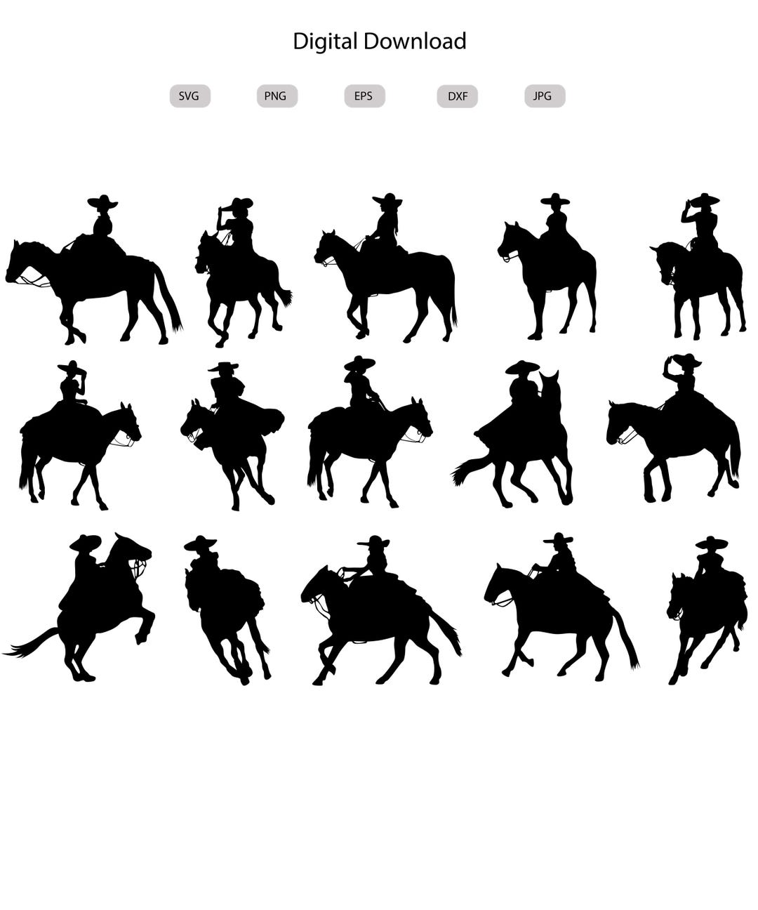 Escaramuza Charra Svg - Escaramuza Charra Silhouette - Mexico Svg ...